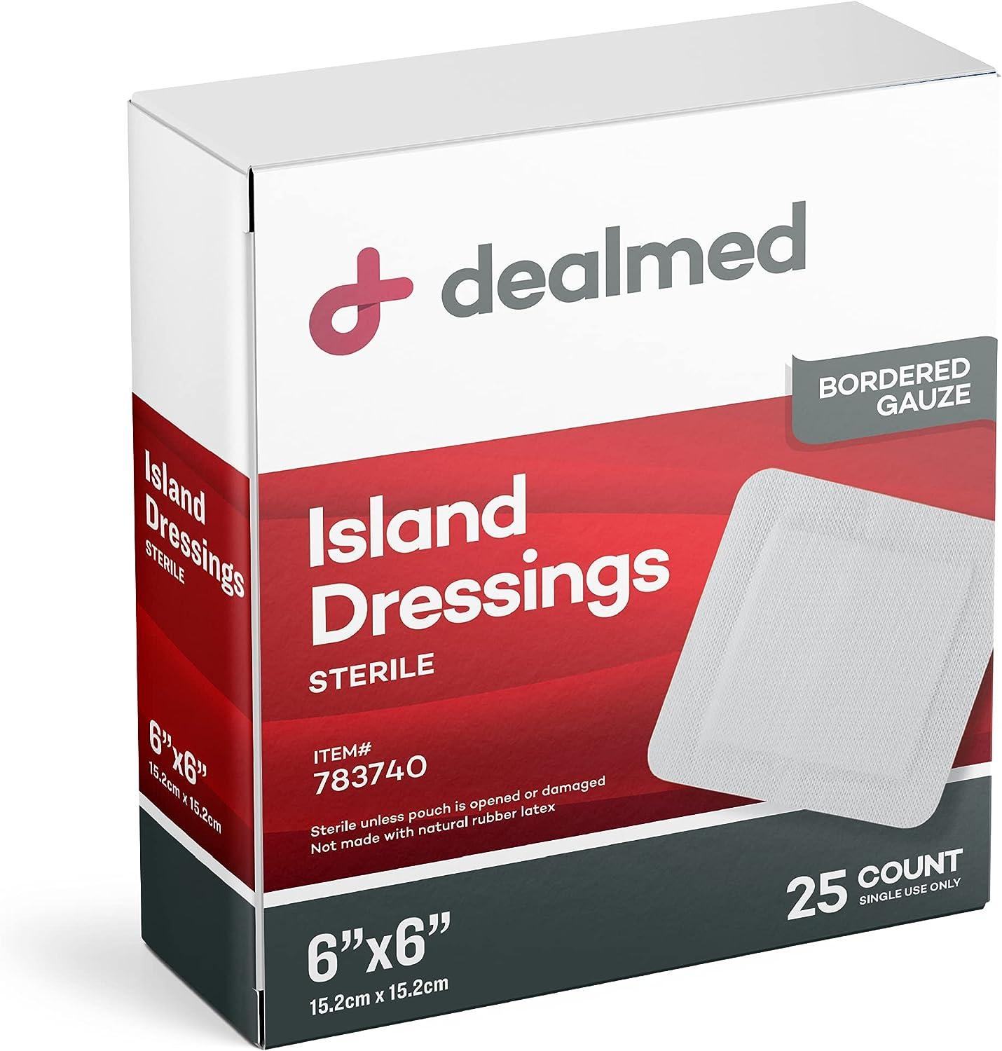Dealmed Sterile Bordered Gauze Island Dressings 6x6 Inch (Pack of 25) | Buy Now with Express ...