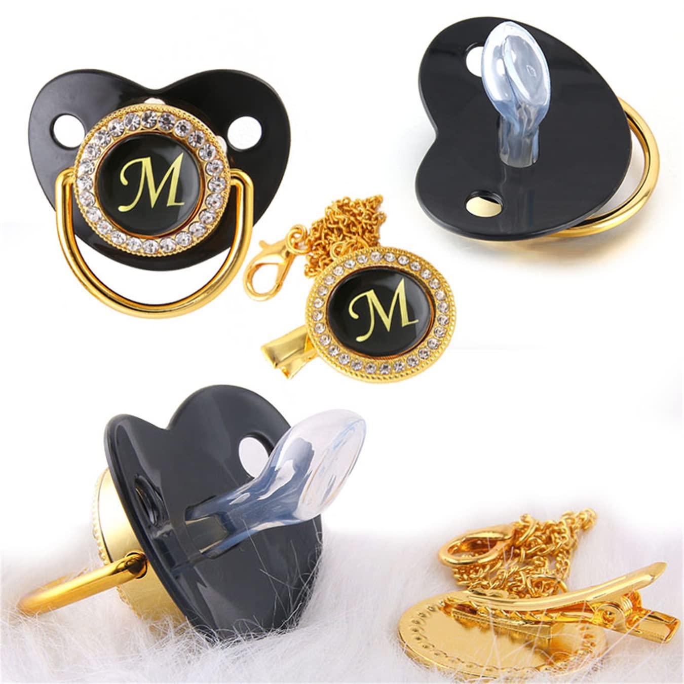 Unique Baby Pacifier & Clip with Letter M - Silicone Baby Soother with ...