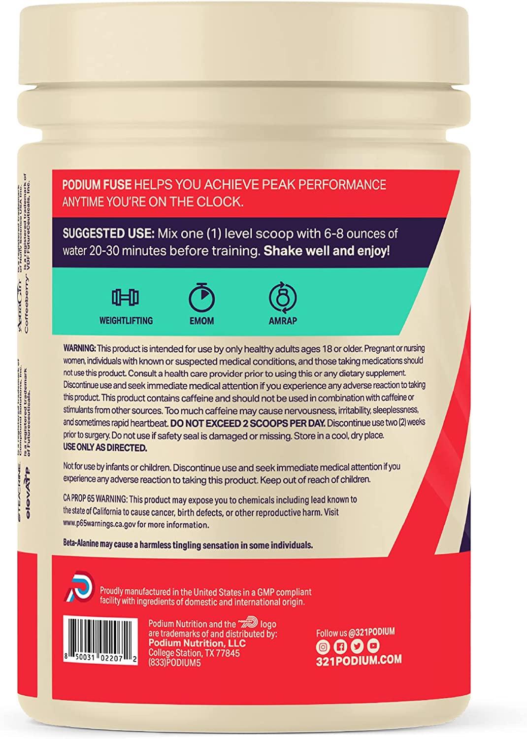 Podium Nutrition Fuse Pre Workout Powder - Peach Mango (30 Servings ...