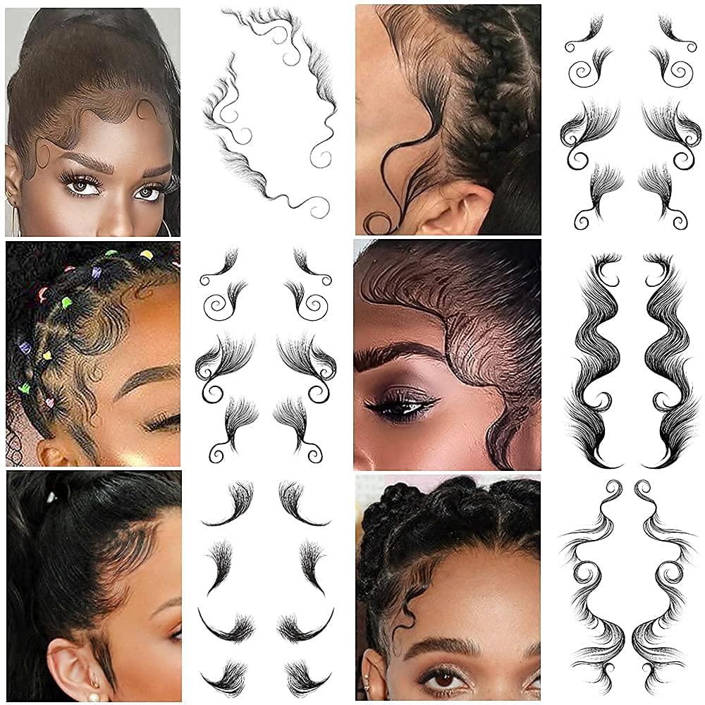 20 Sheets Baby Hair Tattoo Stickers - Waterproof & Lasting Hairline ...