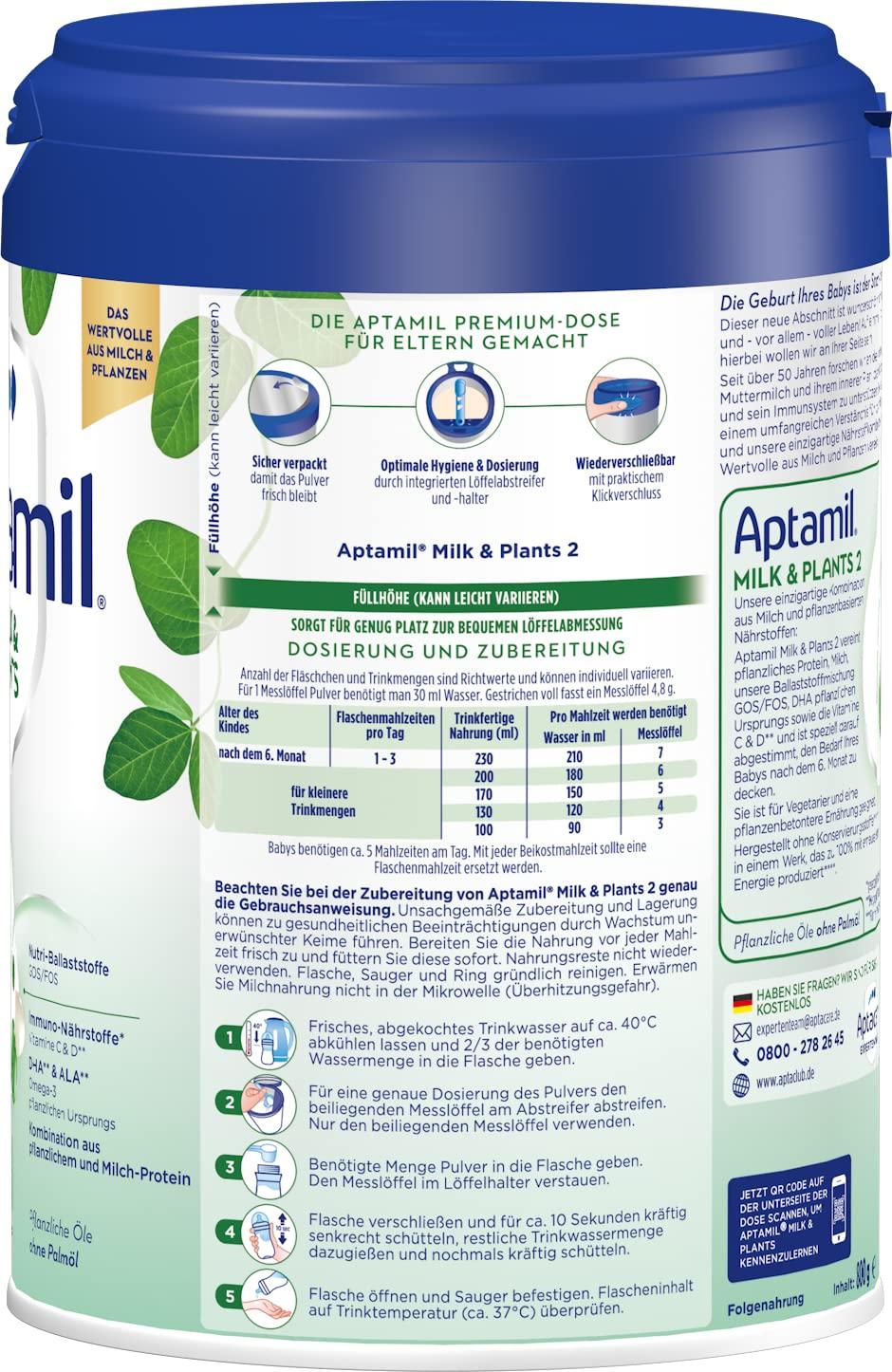 Aptamil Milk & Plants 2 - Follow-On Formula for 6+ Months | Omega 3 DHA ...