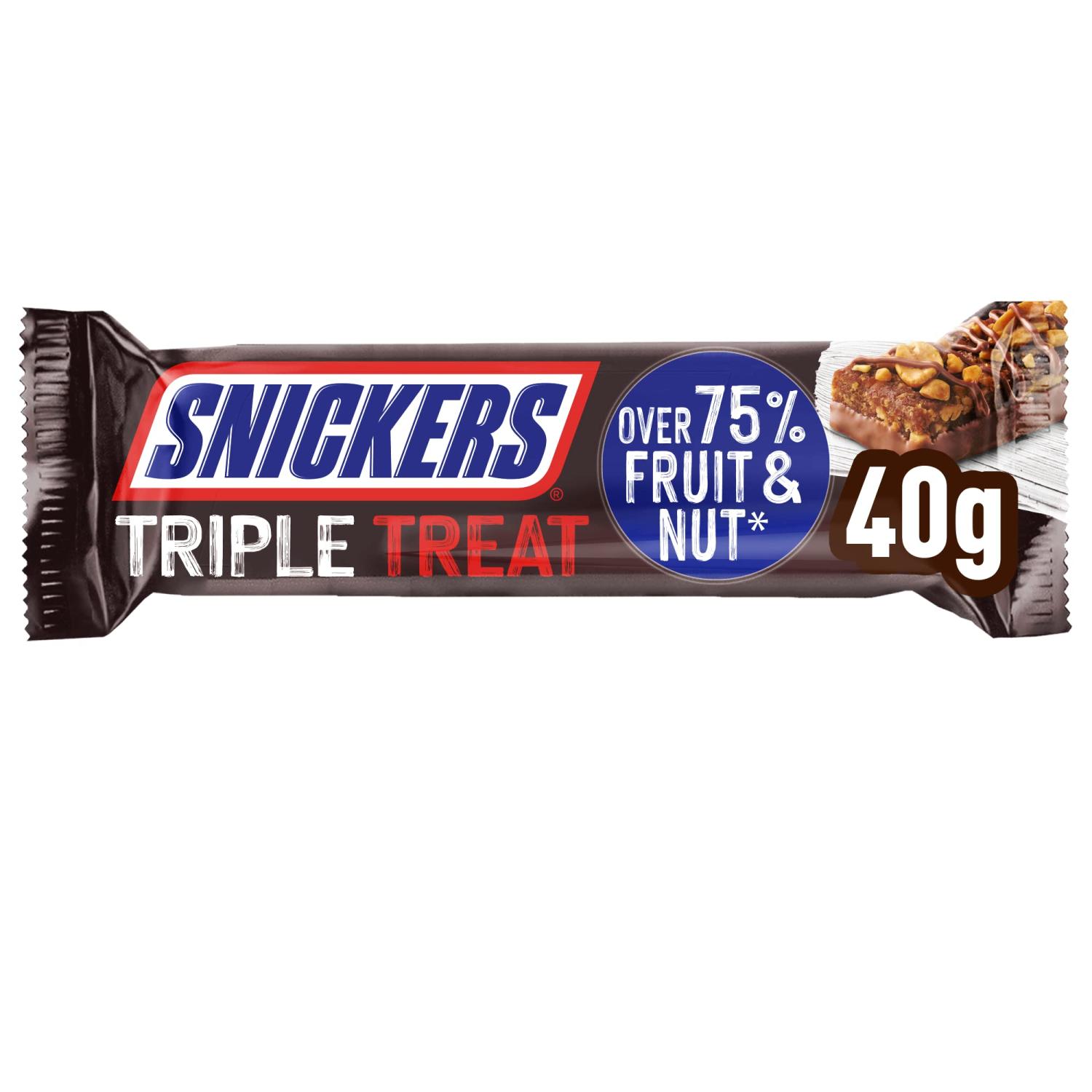 Snickers Triple Treat Fruit & Nut Milk Chocolate Snack Bar 40g | Buy ...