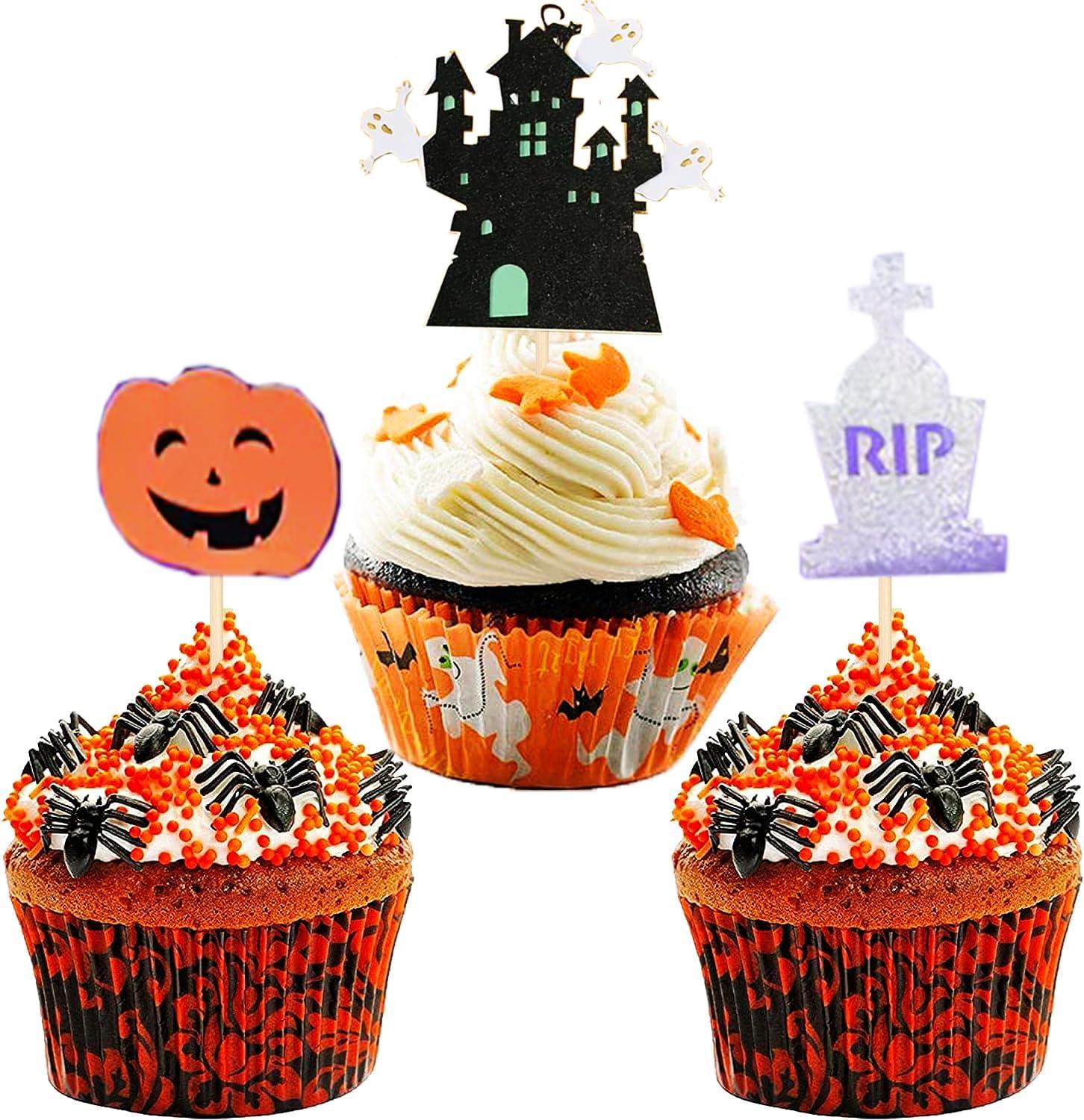6Pcs Halloween Birthday Cake Topper Halloween Cupcake Topper Haunted ...