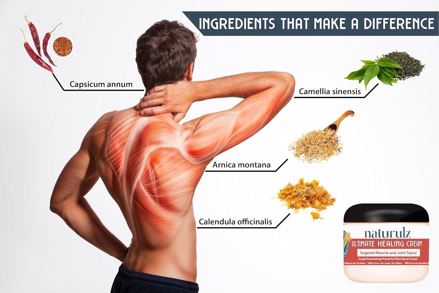 Naturulz Ultimate Healing Cream 4oz - Fast-Acting Muscle & Joint Relief with Arnica Capsicum ...