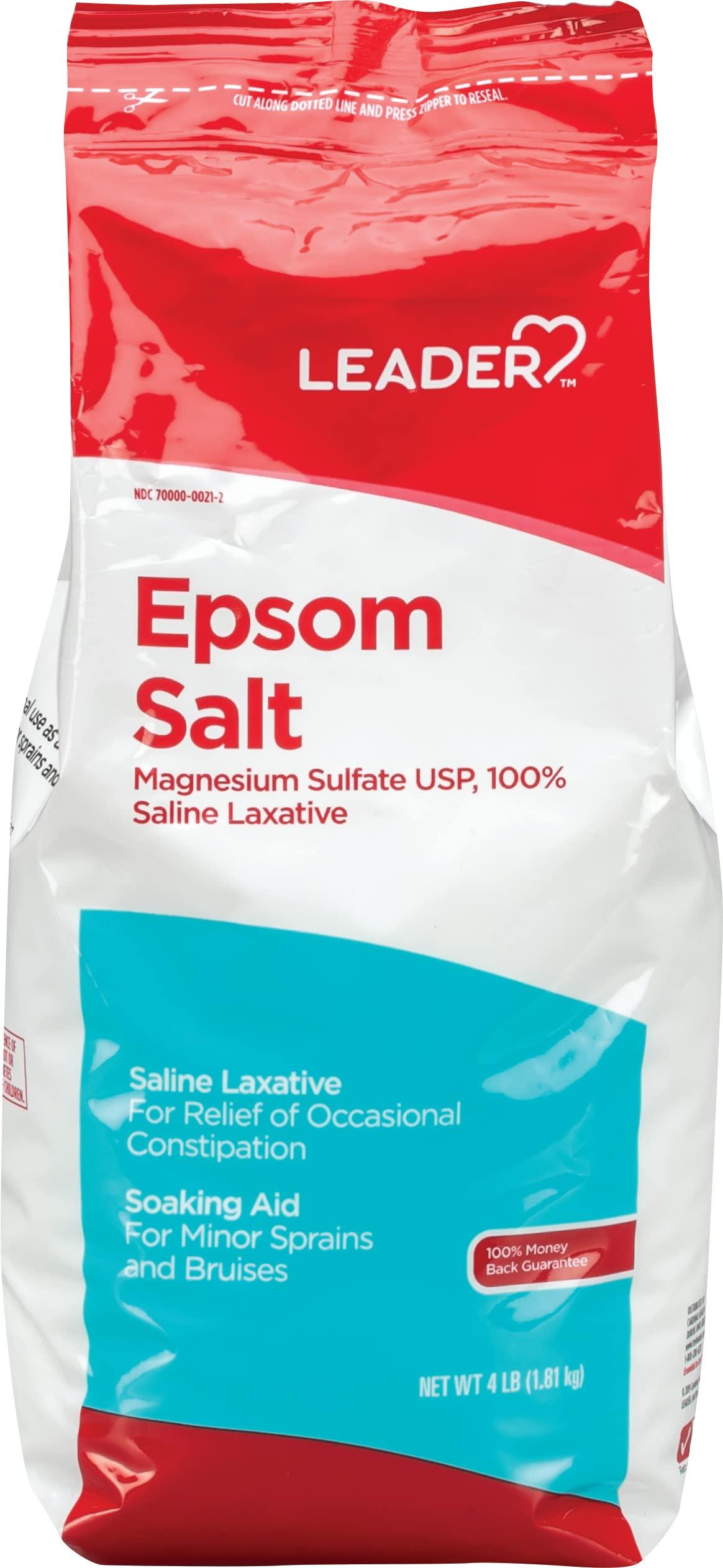 LEADER Epsom Salt Soaking Aid - Magnesium Sulfate Saline Laxative - 16 ...