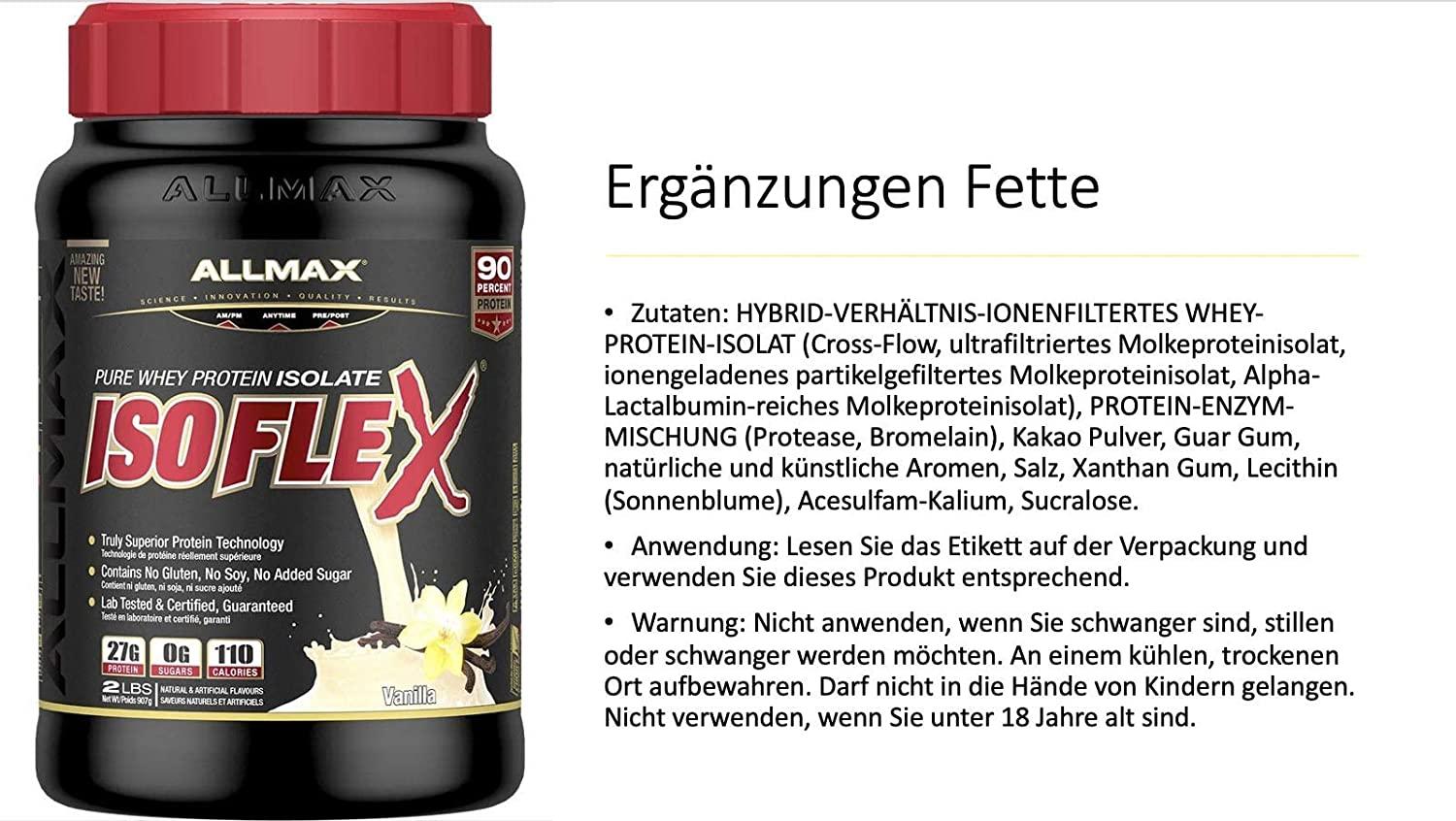 ALLMAX Nutrition Isoflex 100% Whey Protein Isolate Vanilla 2lb - Ultra ...