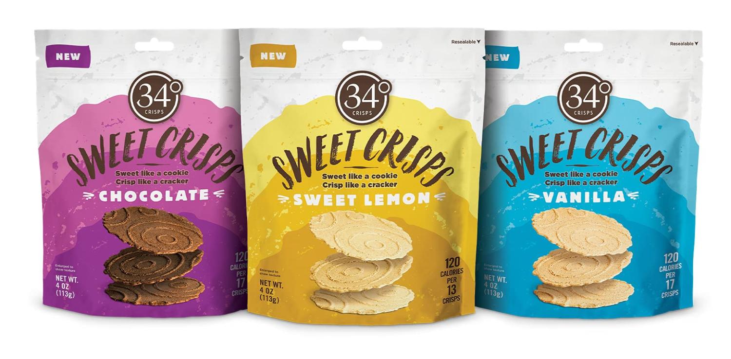 34 Degrees Sweet Crisps Variety Pack - Lemon, Vanilla, Chocolate | Thin ...