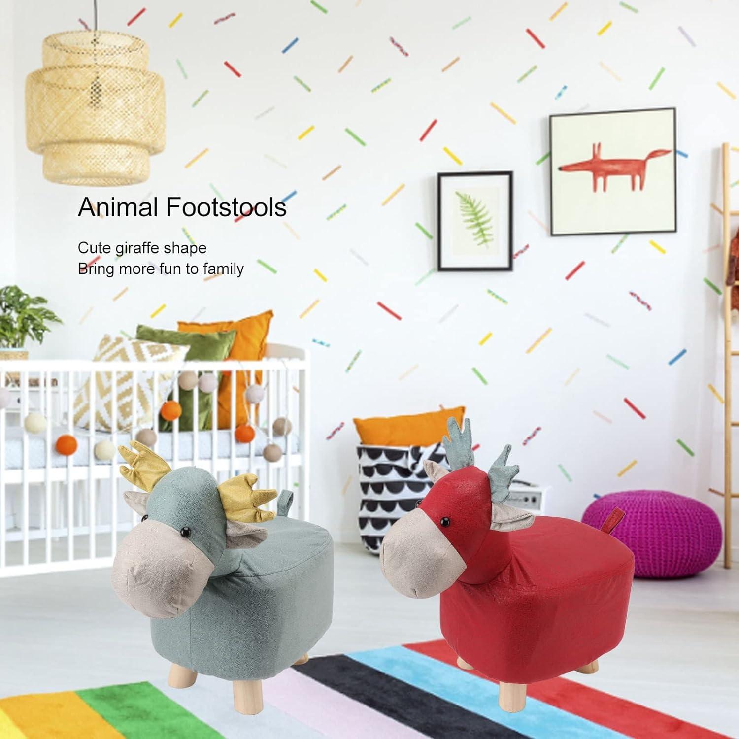 TOPINCN Giraffe Animal Shaped Footstool for Kids - Non-Slip Wooden Legs ...
