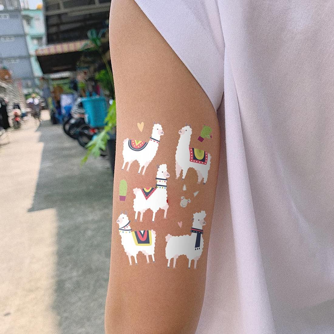 WENSHEN Llama Temporary Tattoo 10 Sheets - Alpaca Fake Tattoos for ...