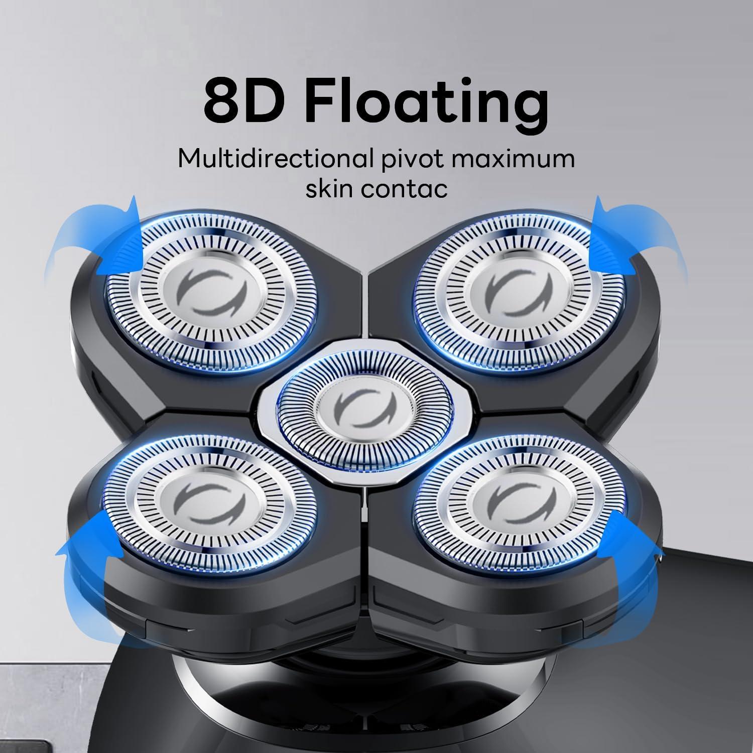 Qhot S5 Upgraded 6-in-1 Cordless Waterproof Head Shaver for Men - Best ...