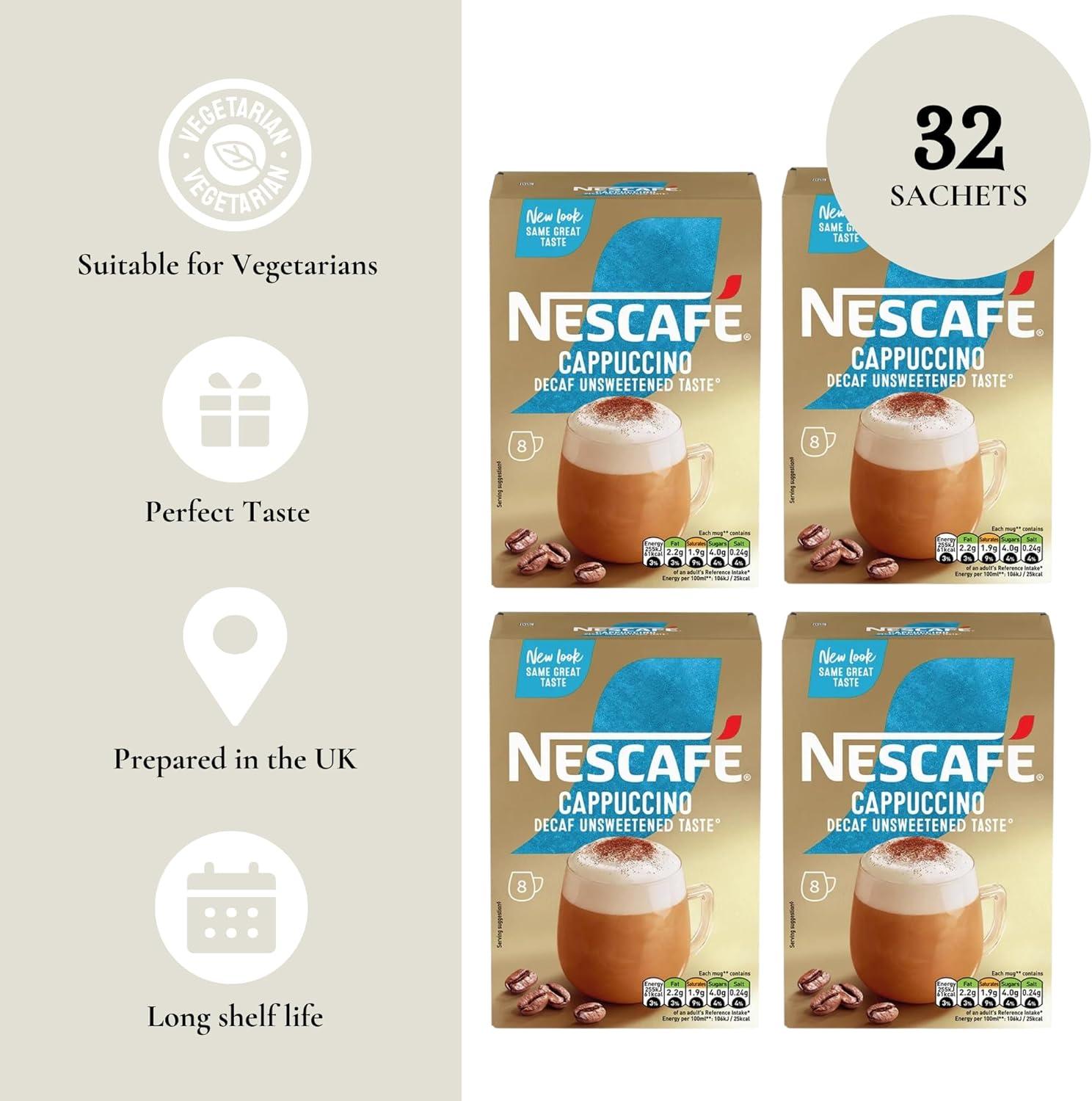 Coffee Multipack With 4x Nescafe Cappuccino Unsweetened Taste Decaf ...