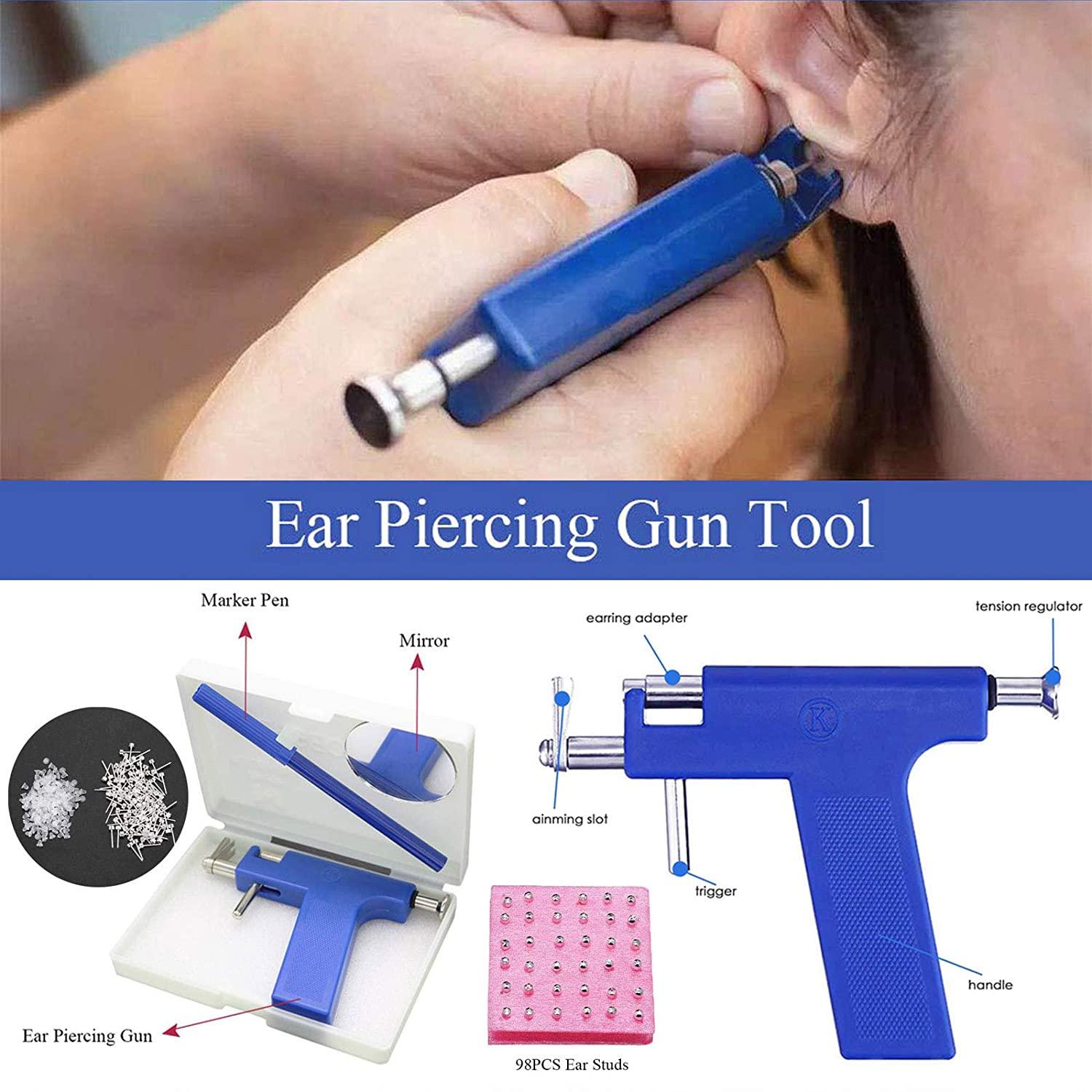 98-Piece Ear Piercing Tool Kit - Professional Earring Gun Set for Home ...