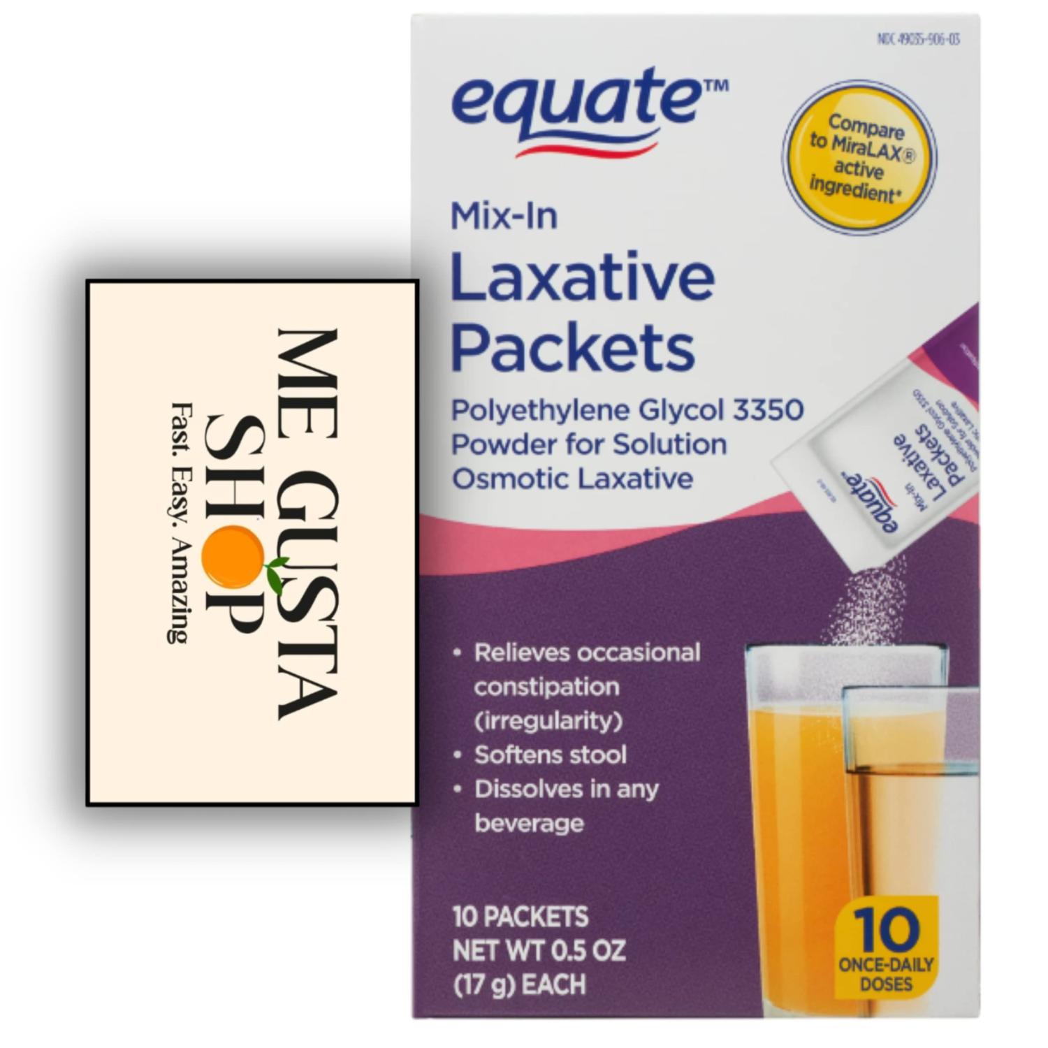 Equate Polyethylene Glycol 3350 Mix-in Laxative Packets 10 Count + Me ...