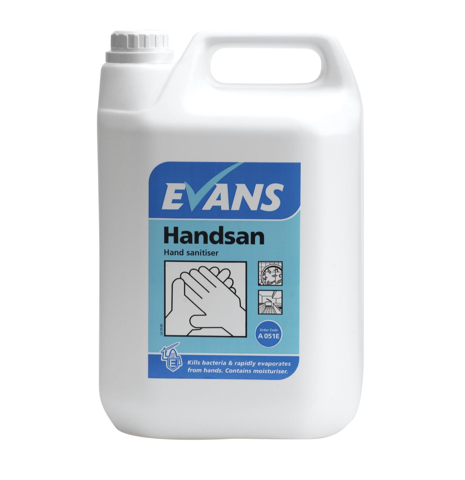 Evans Vanodine Handsan Alcohol Hand Sanitiser 5ltr | Buy Now with ...