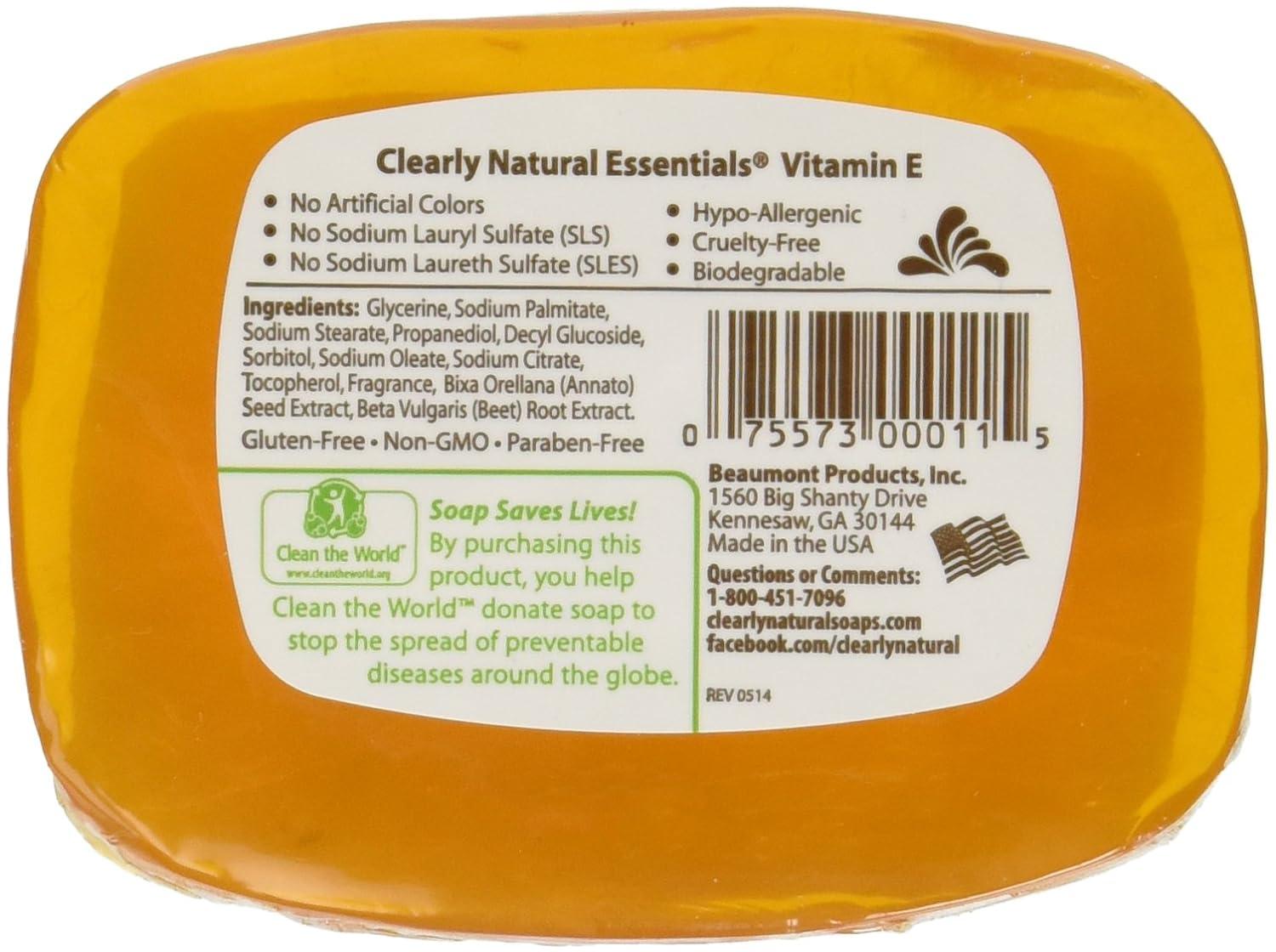 Clearly Natural Glycerine Vitamin E Bar Soap 4 oz - 6 Pack
