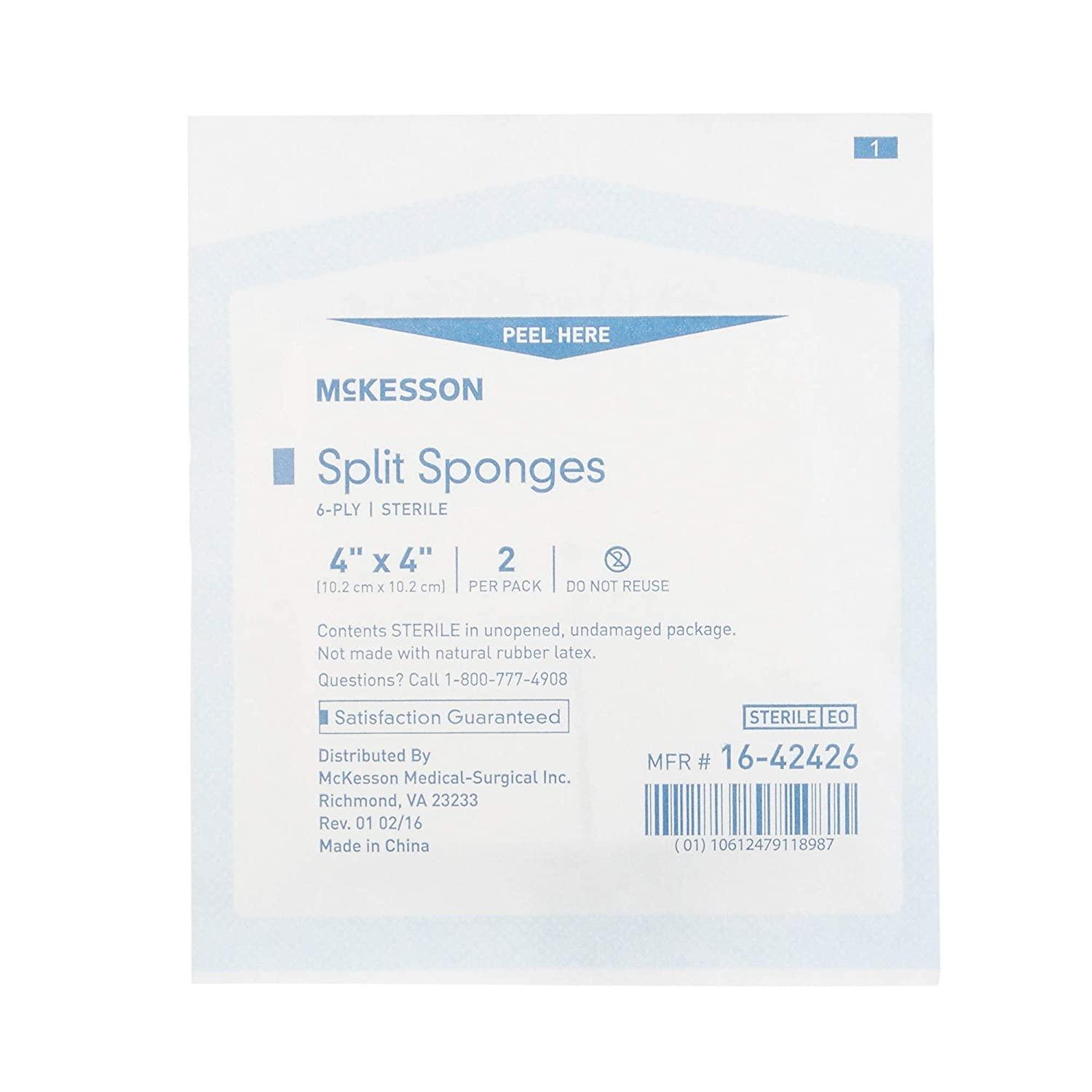 McKesson Split Sponges 6-Ply Sterile I.V. and Tracheostomy Dressings ...