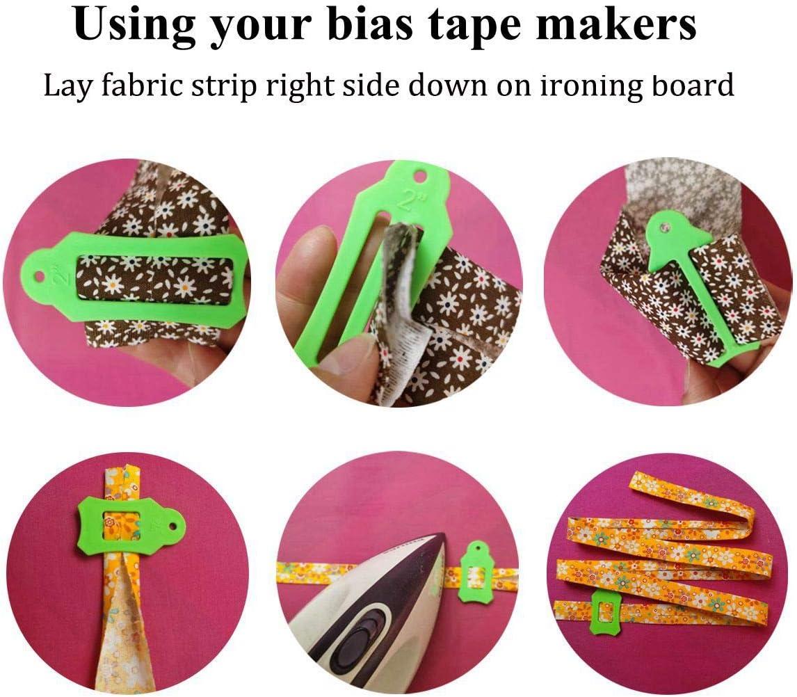 HONEYSEW Bias Tape Maker Tool Kit Set - 15 Sizes - Fabric Folding and ...