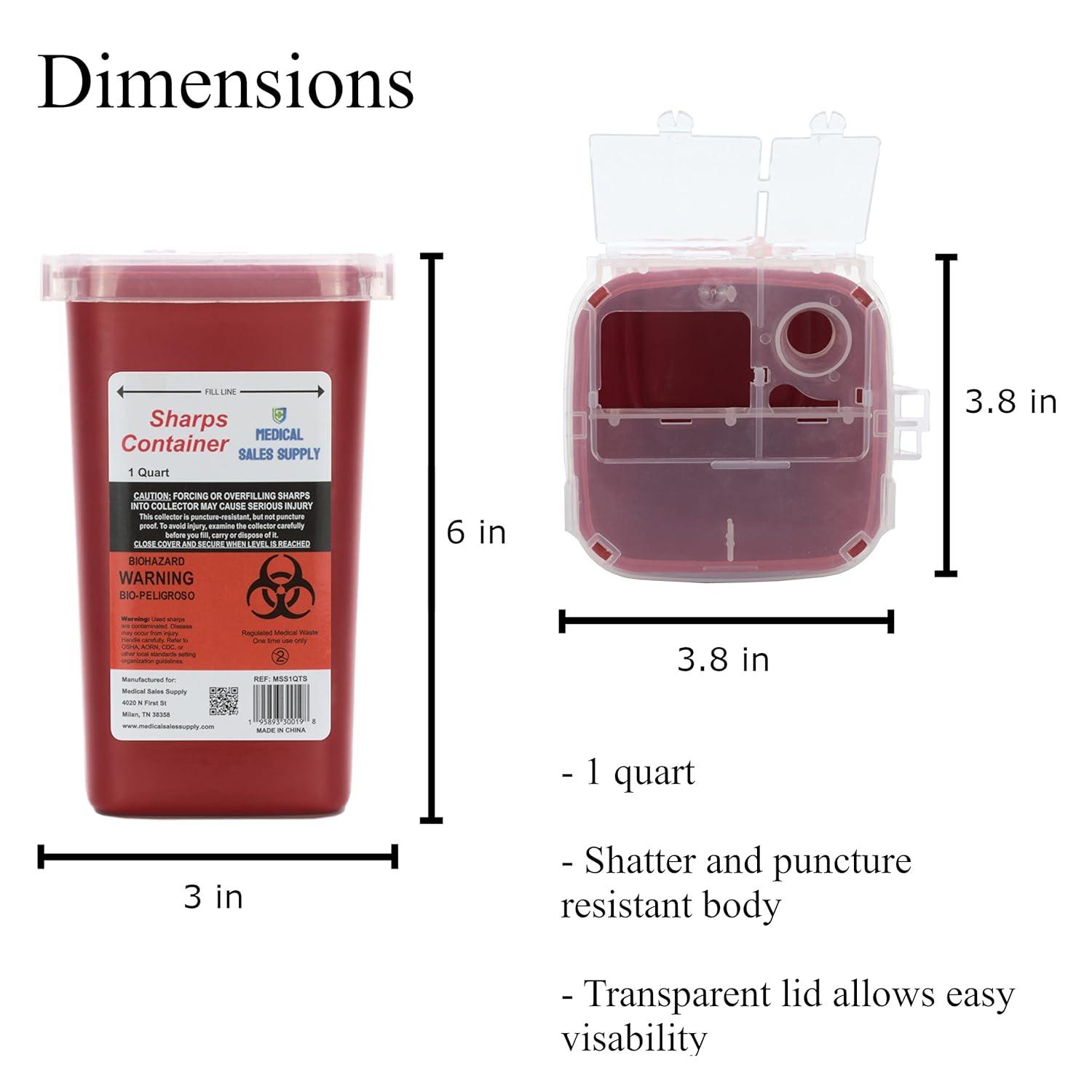 1 Quart Sharps Disposal Container (Pack of 3) - Home & Professional Use ...