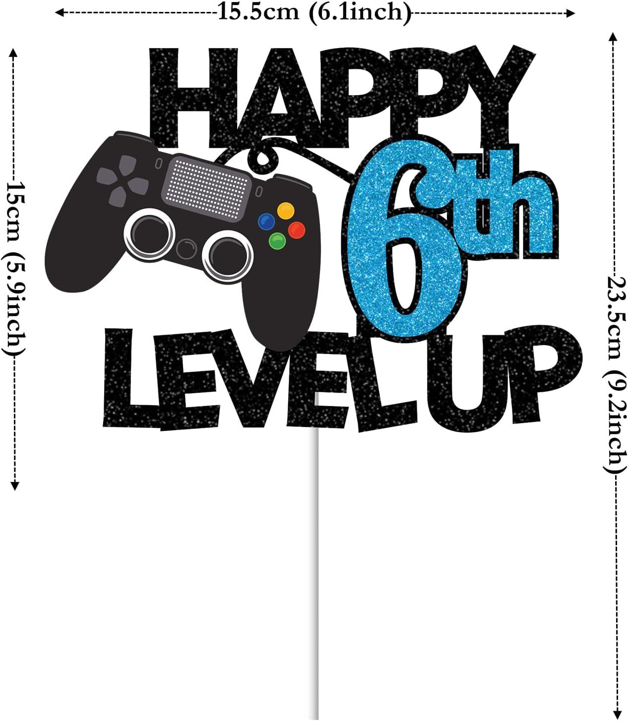 Gidobo 6th Birthday Cake Toppers Black Blue Glittery Cake Decorations ...