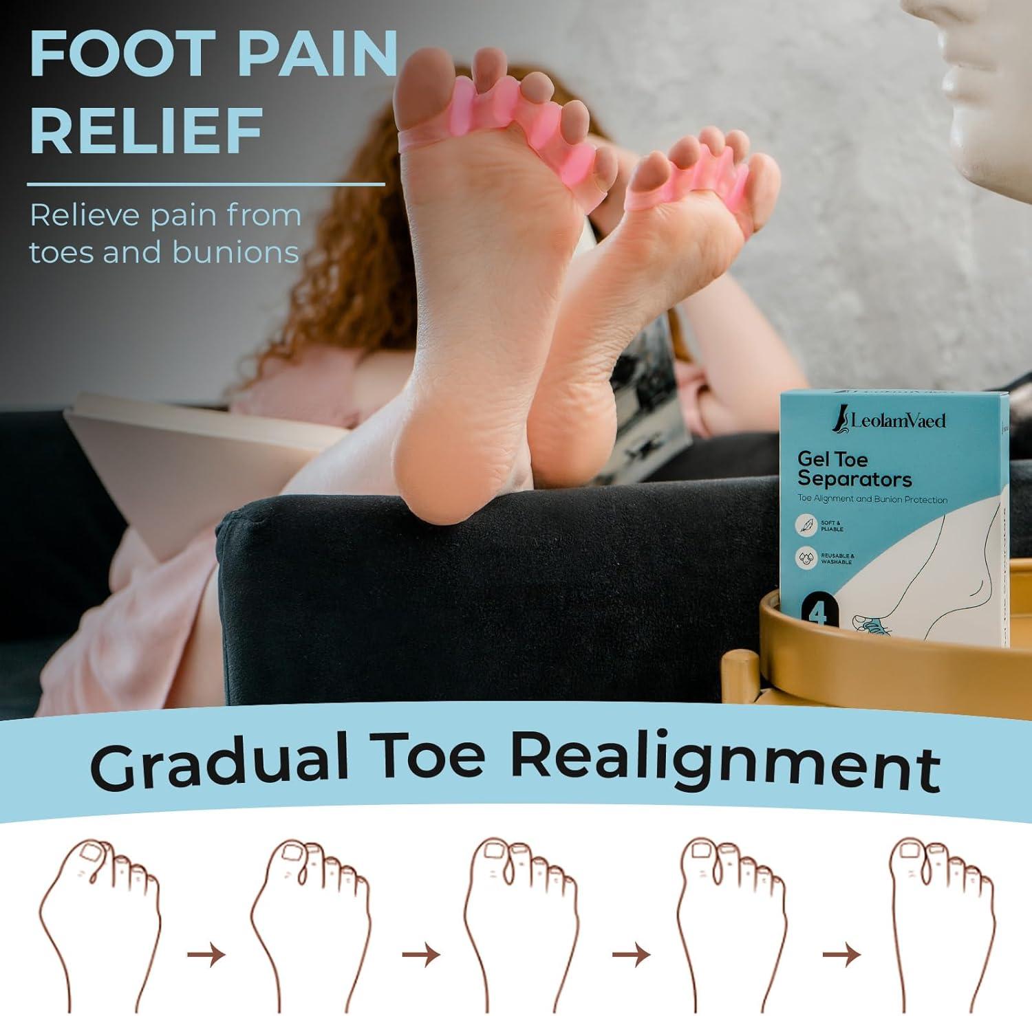 Toe Spreader Silicone - 4 Pack (2 Types) for Overlapping Toes Toe ...