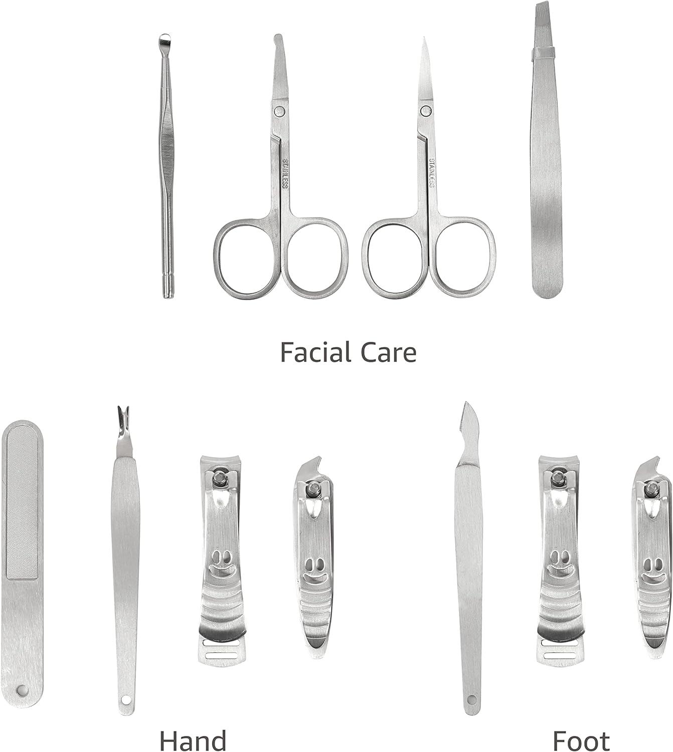 Amazon Basics 9-Piece Manicure and Pedicure Nail Clipping Set with Case ...