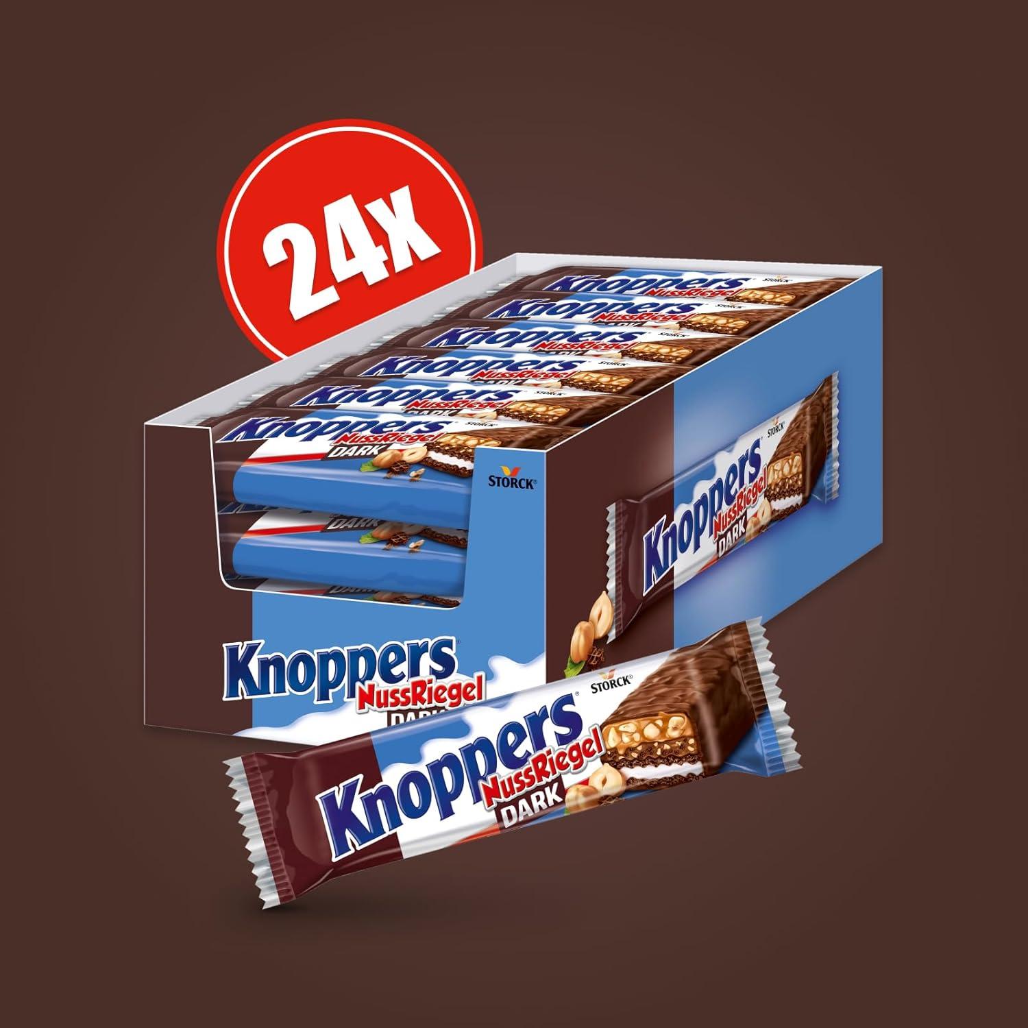 Buy Knoppers Dark Nut Bar - 24 x 40g Waffle Bars with Milk & Nougat ...