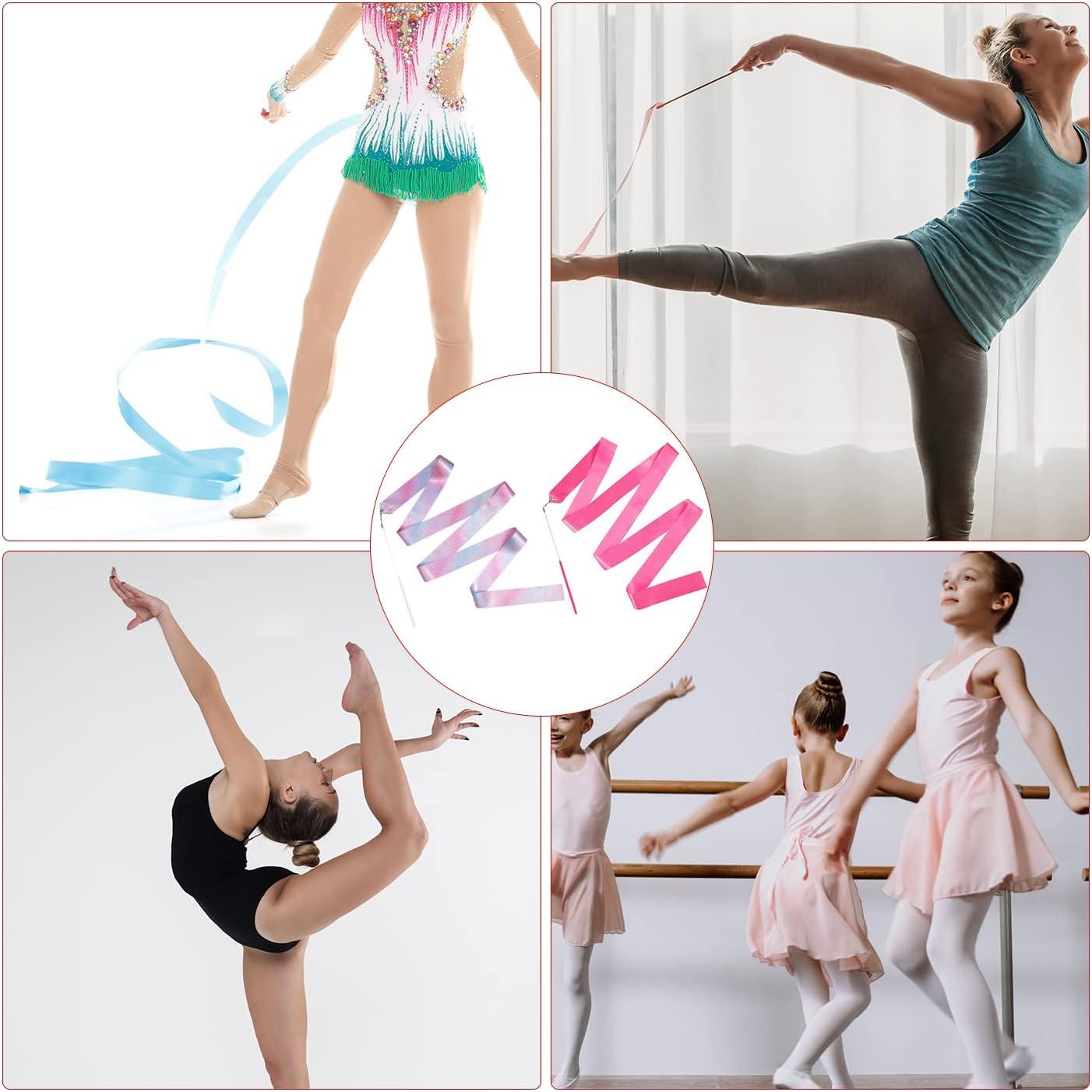 KINBOM Dance Ribbons Set - 2m Gymnastics Streamers for Kids with Ribbon ...