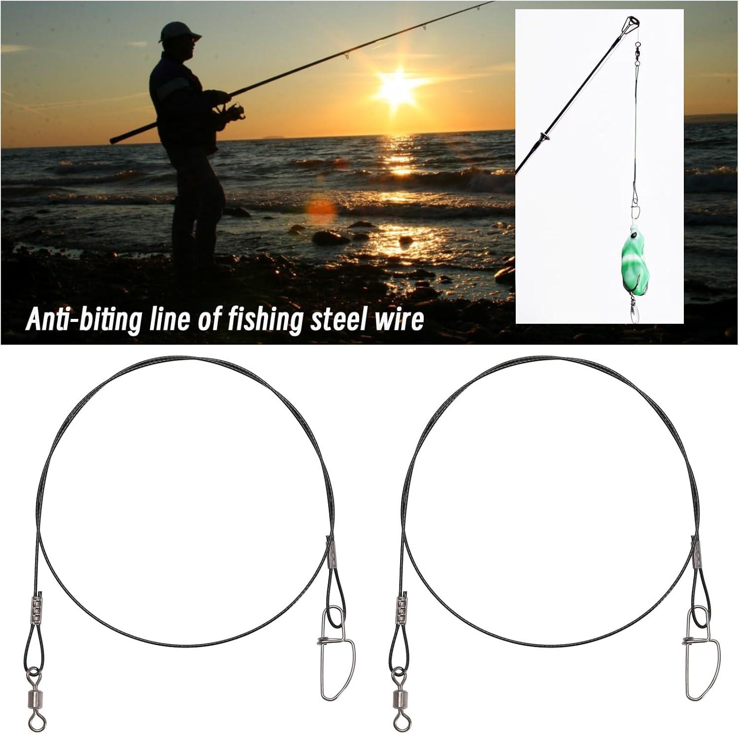 VGOL 30-Pack Stainless Steel Fishing Wire Leaders - 45kg/100lb 50cm ...