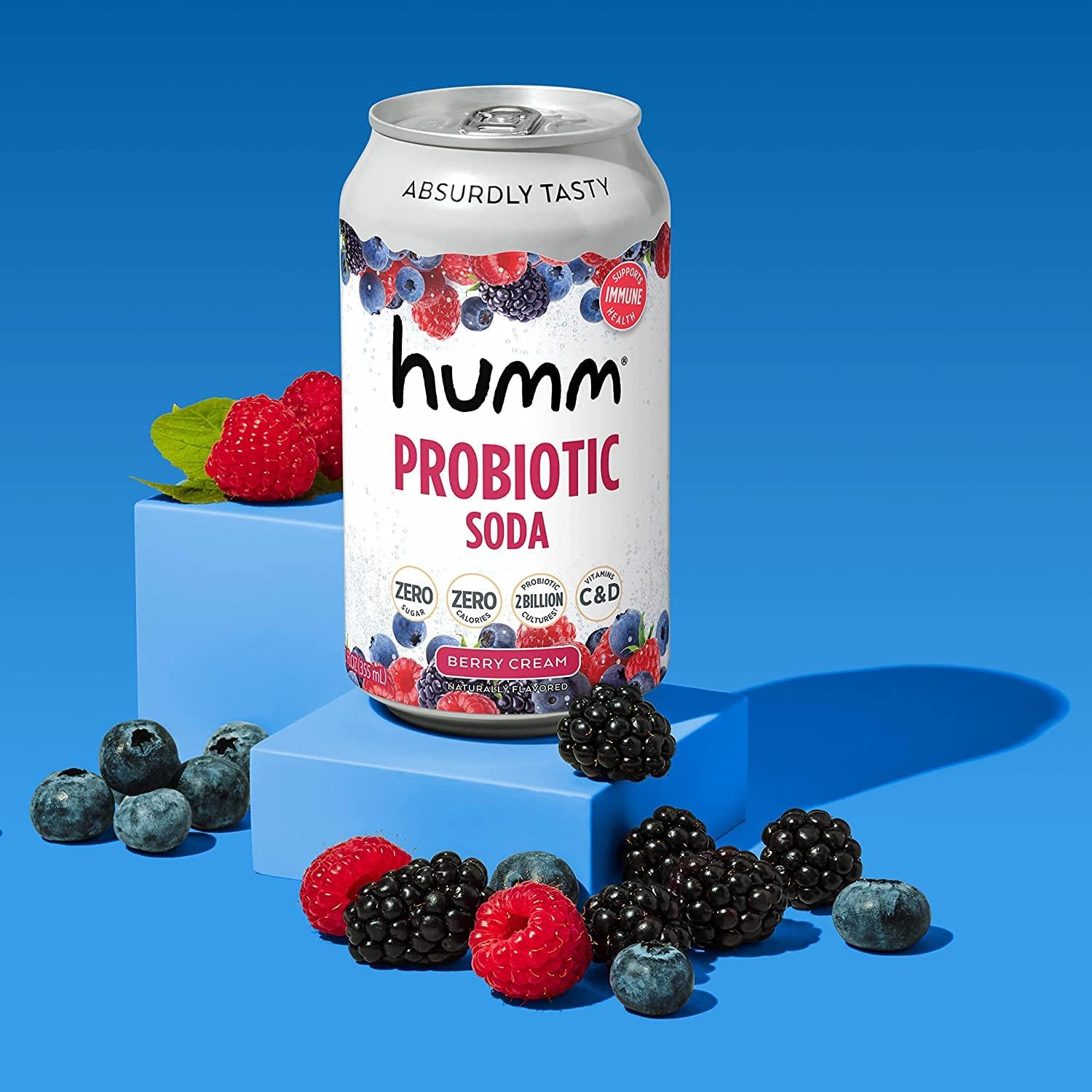 Humm Sparkling Probiotic Berry Cream Soda - Zero Sugar Zero Calorie 2 ...