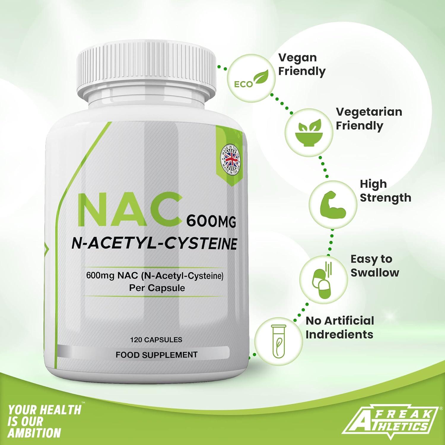 NAC Supplement 600mg - 120 Capsules | Pure N-Acetyl-Cysteine Amino Acid ...