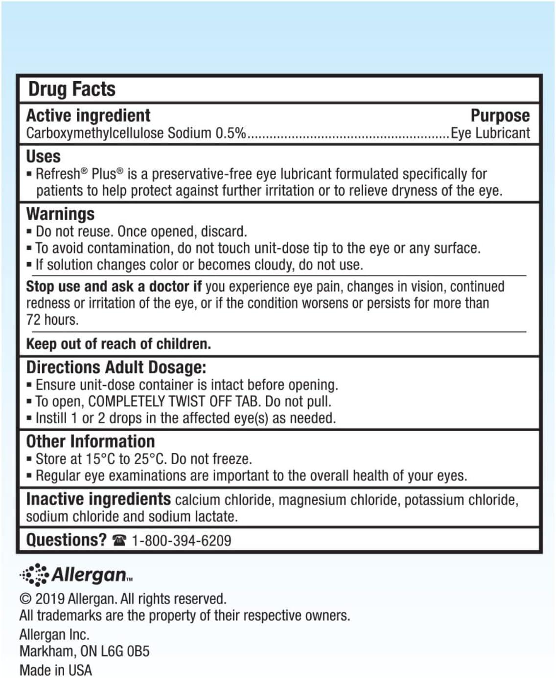 REFRESH PLUS Ophthalmic Solution Eye Drop for Dry Eye Relief 30 x 0.4 ...