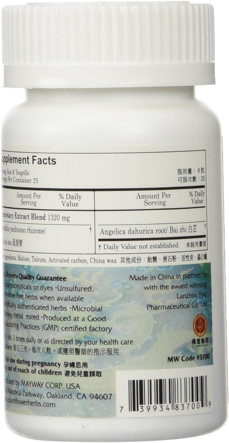 Plum Flower Great Corydalis Teapills (Yan Hu Suo Wan) 200 ct - Natural ...