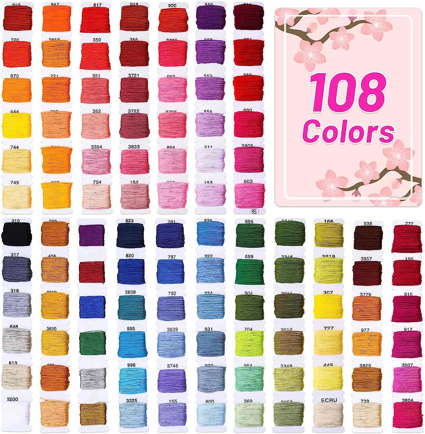 Paxcoo 146 Pcs Embroidery Floss with Organization Box - 108 Colors ...