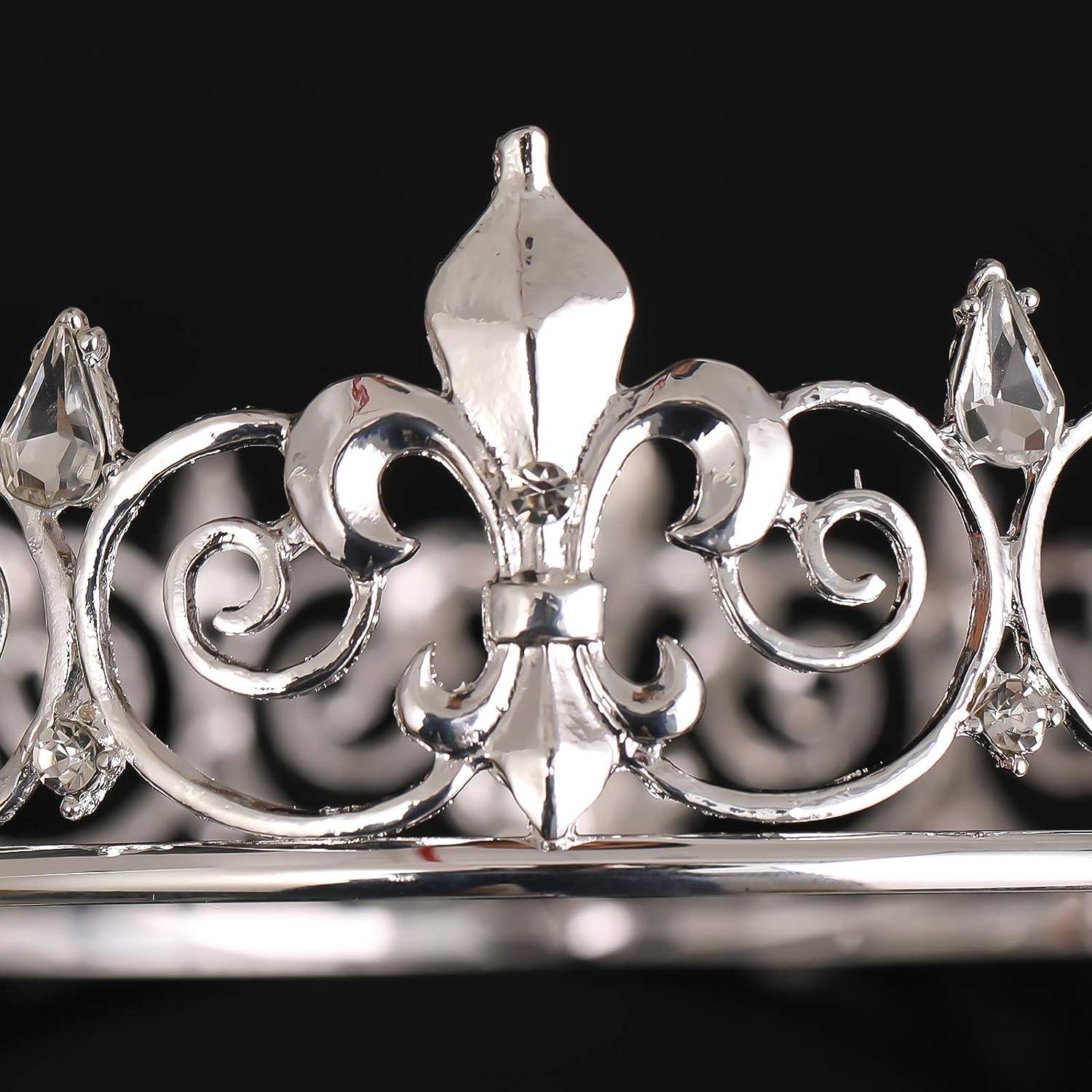 FORSEVEN Full Round King Crown - Metal Rhinestone Crown for Women and ...