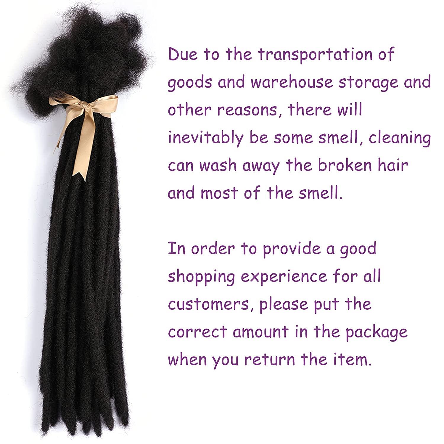 ALIMICE 6 Inch Natural Black Dreadlock Extensions with Needle | 100% ...