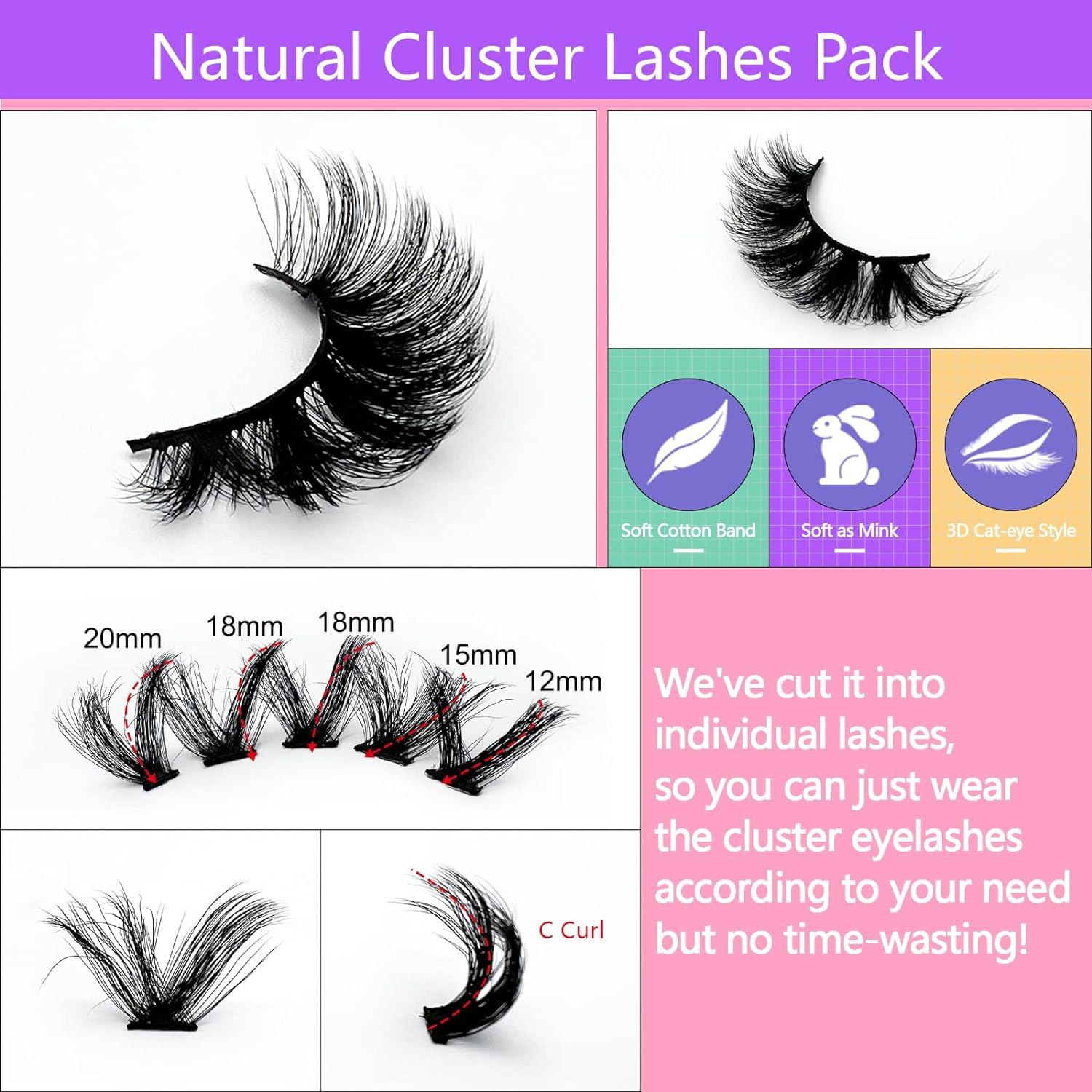 Kmilro Cluster Lashes - 100 Clusters 12-20MM Wispy 6D Volume Fake ...