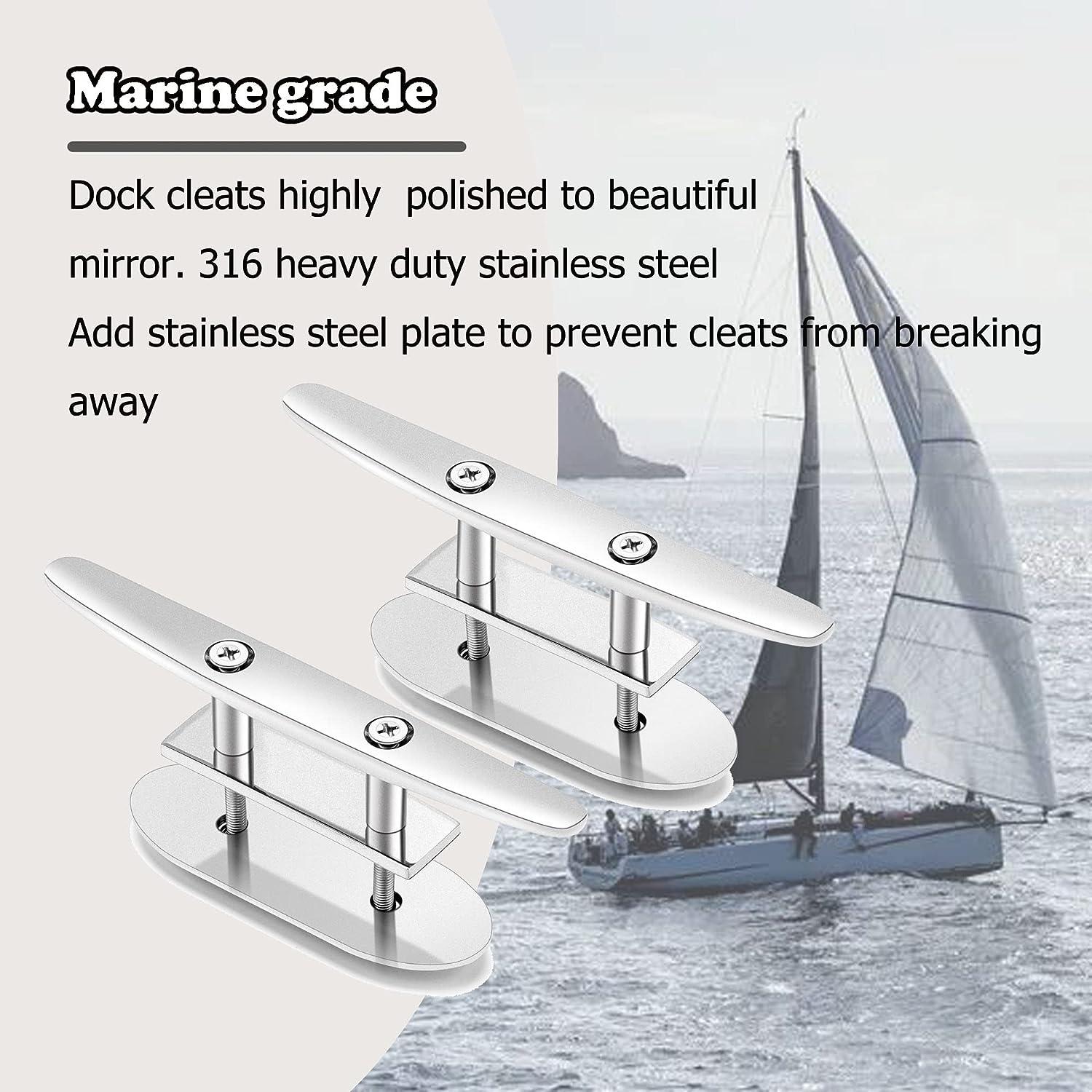 6 Stainless Steel Boat Cleats - Pack of 2 | Open Base Dock Cleats for ...