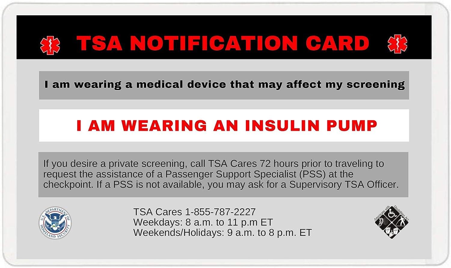 TSA Notification Card for Insulin Pump wearers - Wallet Version (2)