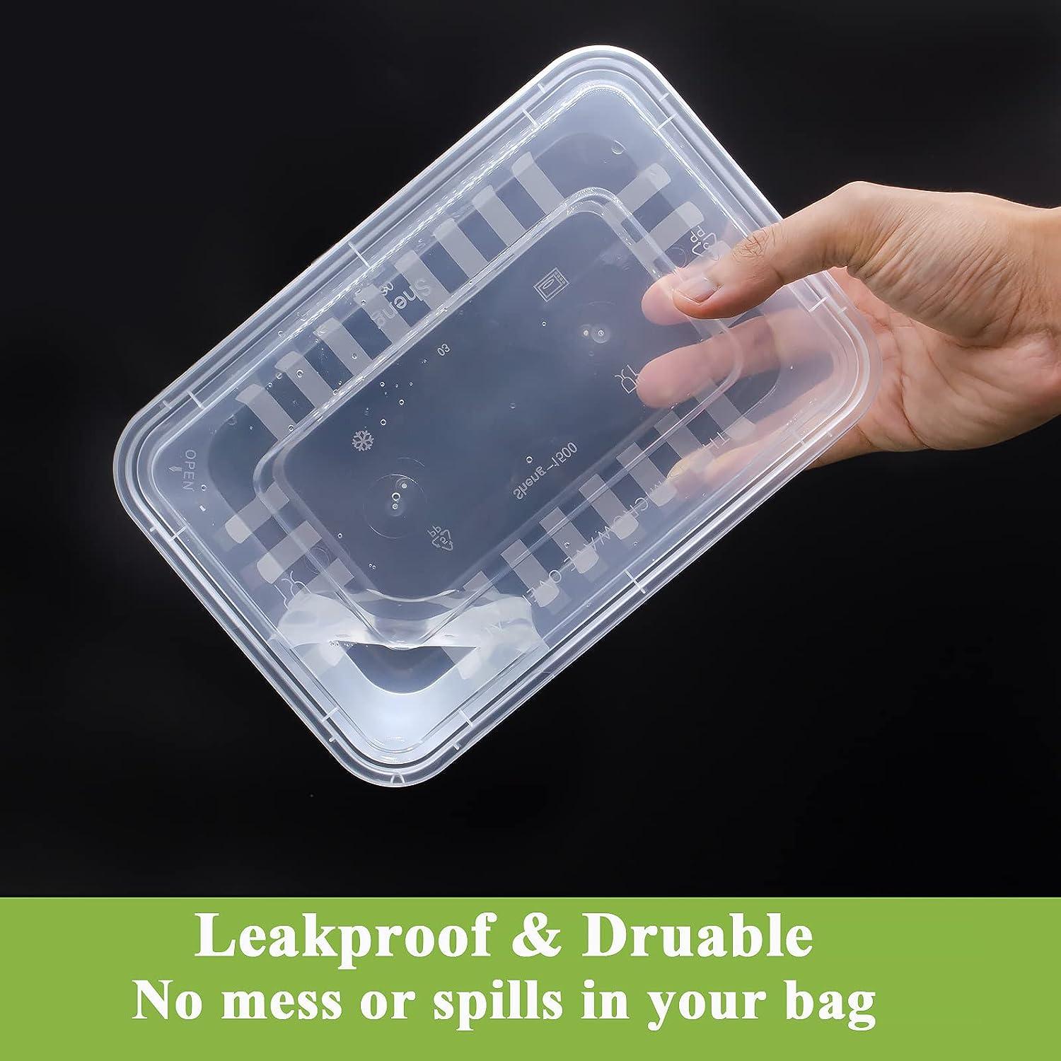 50pk 50oz/1500ml Large Disposable Plastic Food Container with Lid - BPA ...