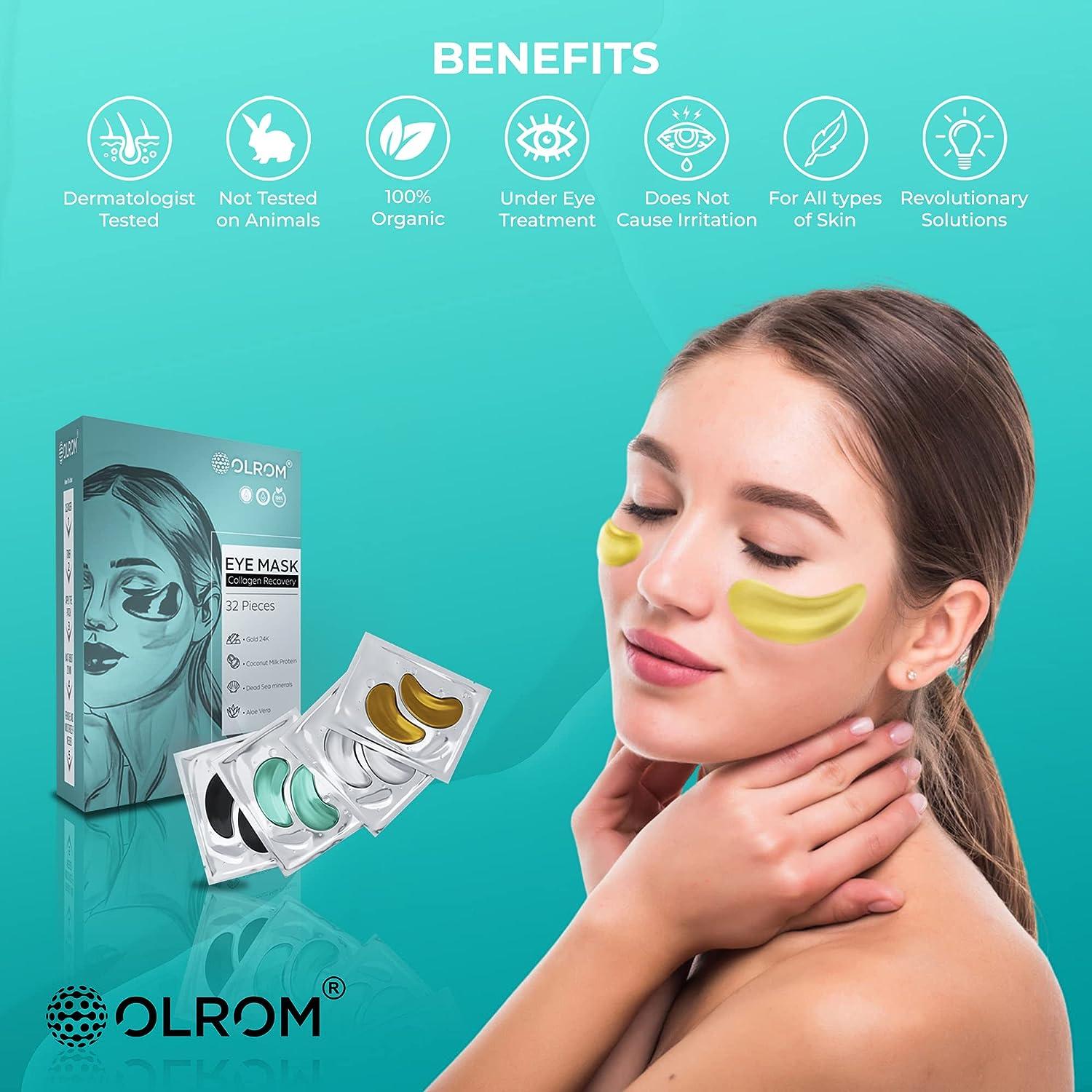 Olrom Collagen-Enriched Eye Mask with 24k Gold & Hyaluronic Acid - 16 ...