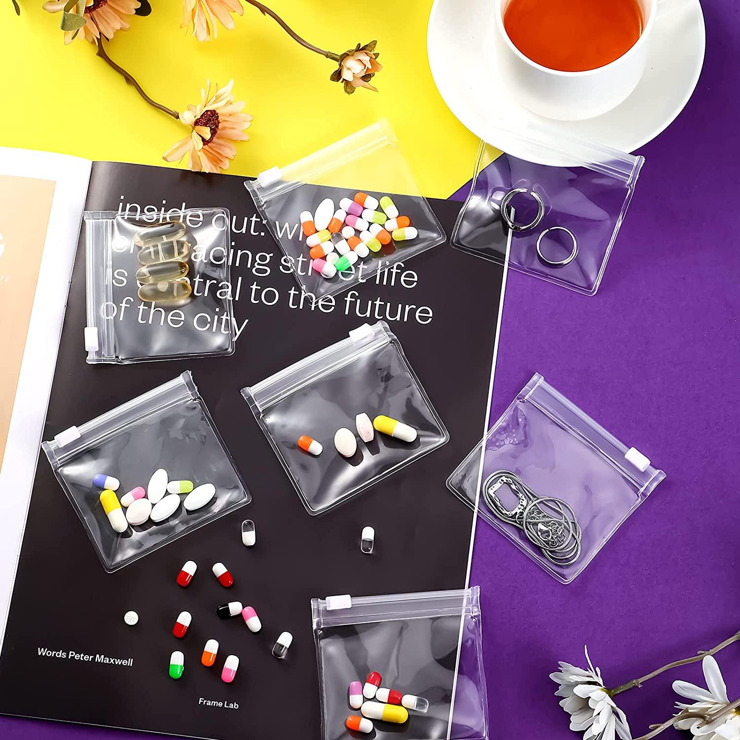 Reusable Zippered Pill Pouch Set - 12 Clear Plastic Bags with Slide ...