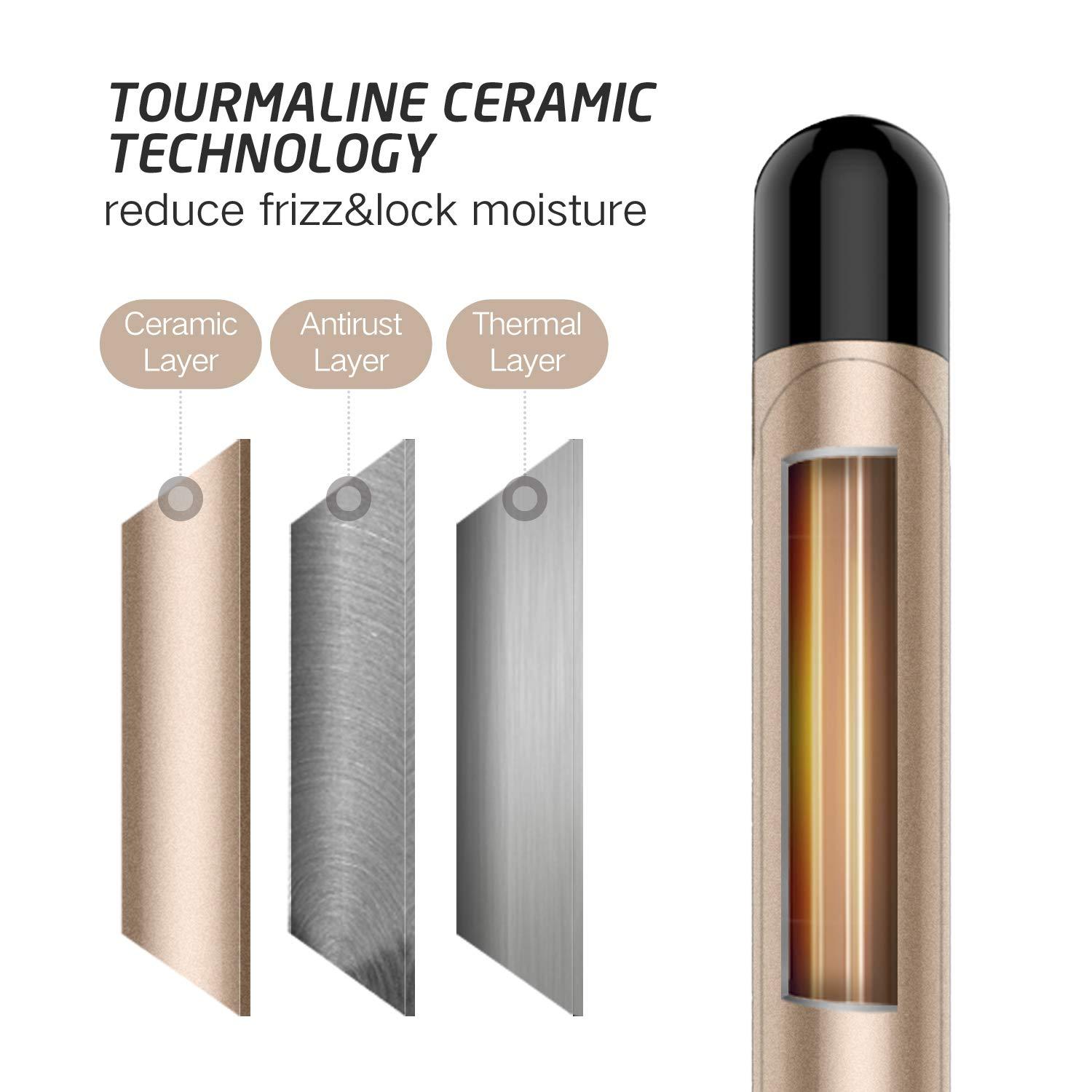 9mm Curling Iron Professional, 3/8 Inch Ceramic Tourmaline Curl Wand Barrel, Hair Curler Iron ...