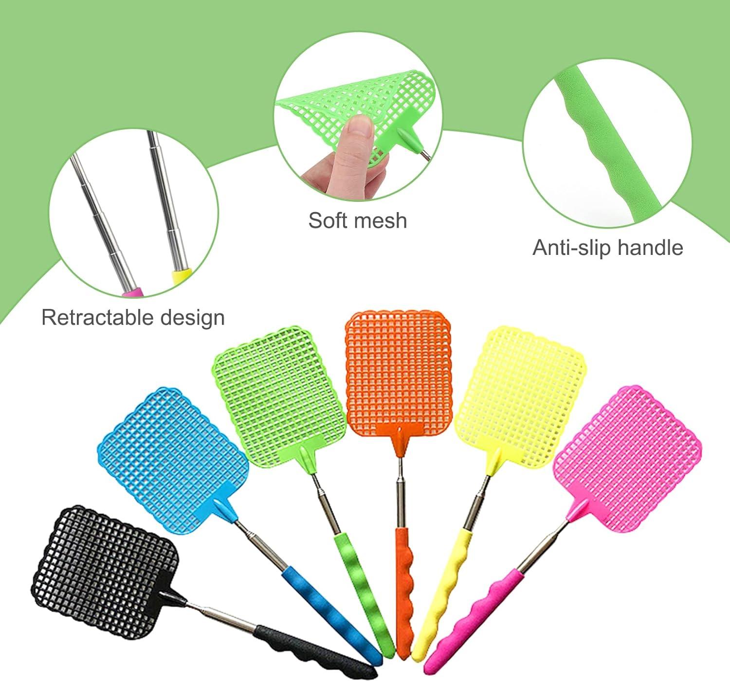 SCBOY 6-Piece Colorful Extendable Fly Swatter Set - Effective Plastic ...