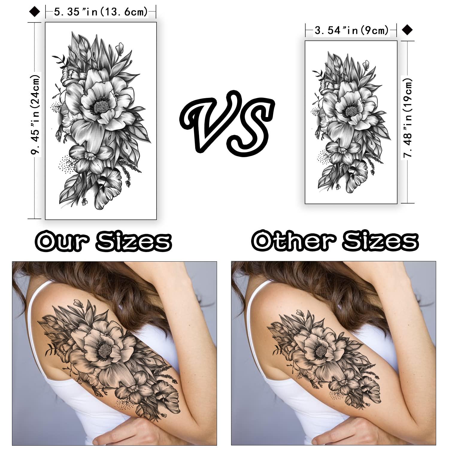Yazhiji 49 Large Flowers Butterflies Crown Temporary Tattoos ...