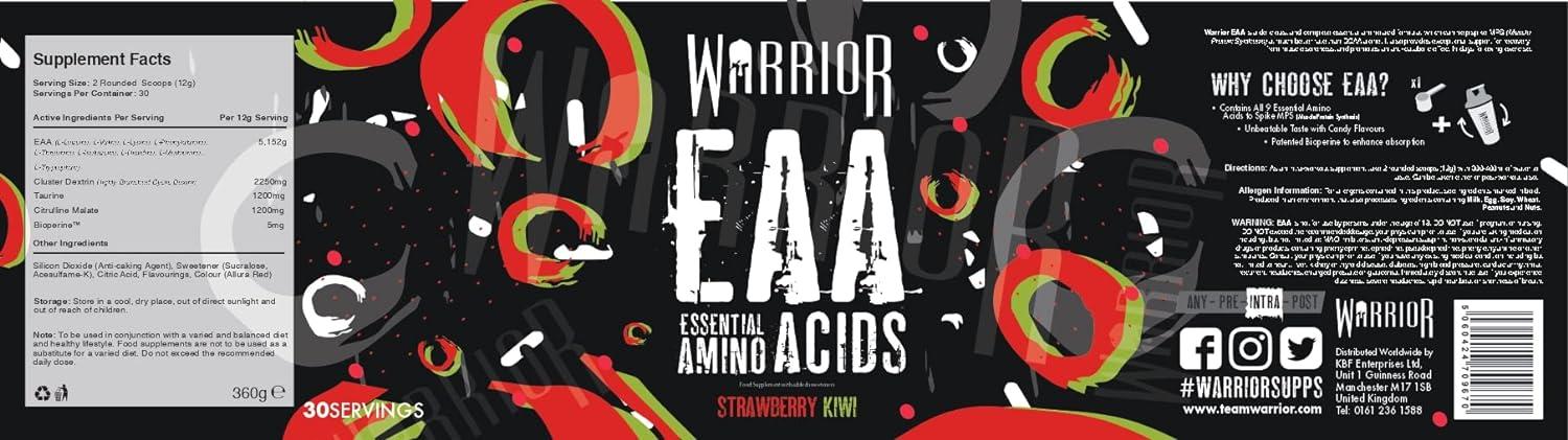 Warrior EAA 360g: Essential Amino Acids for Recovery & Muscle Support - Strawberry Kiwi Flavor ...