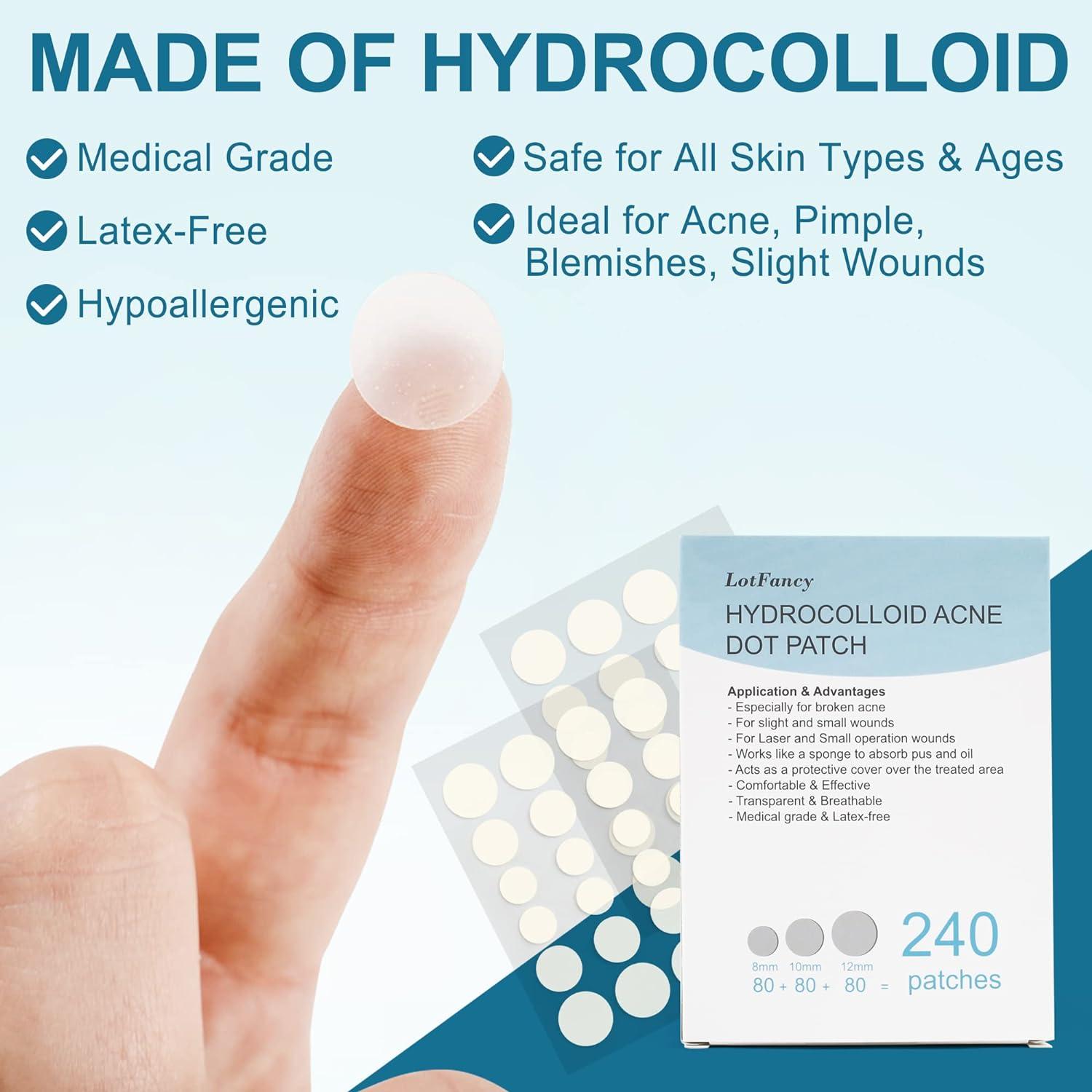 L otFancy Acne Patches 240 Count - Hydrocolloid Pimple Patches for Face ...