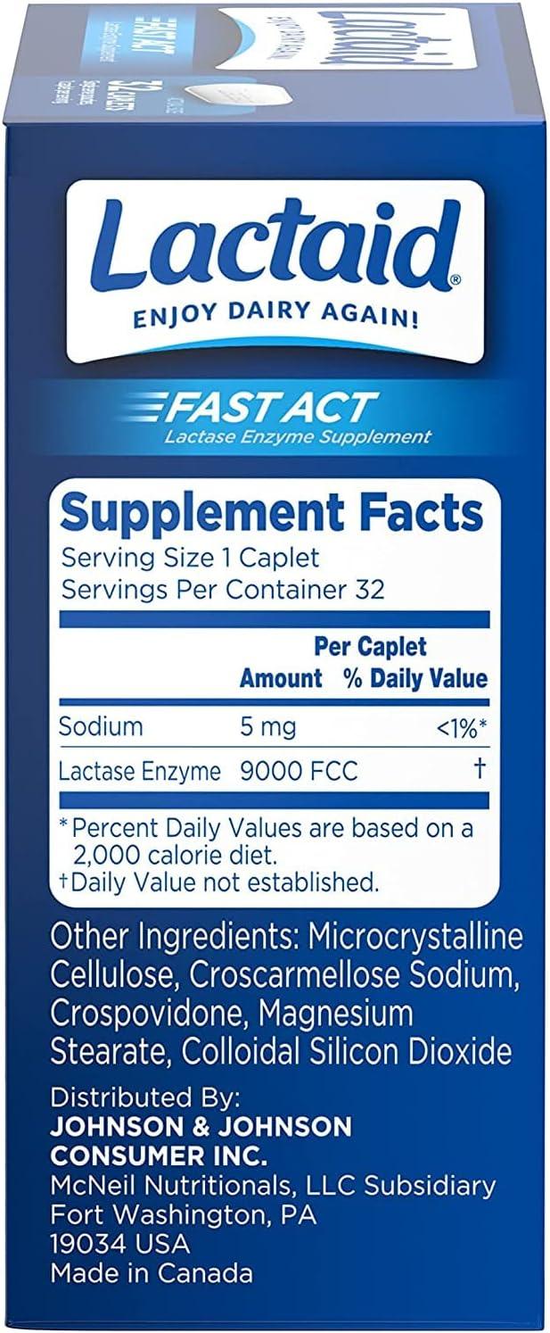 LACTAID Fast Acting Caplets - 64 Caplets (2 Pack)