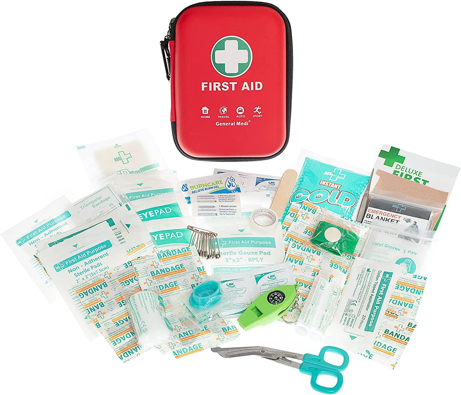 170-Piece First Aid Kit with Hard Case - Includes Eyewash, Instant Cold ...
