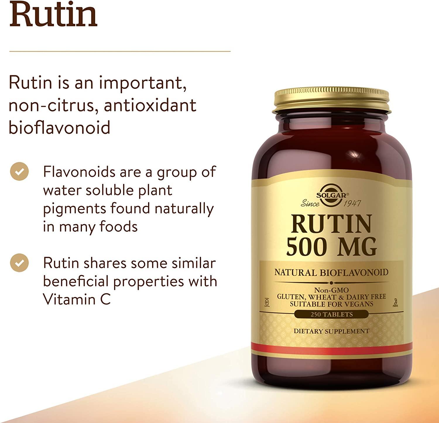 Solgar Rutin 500 mg - 250 Tablets | Antioxidant Support & Immune Health ...