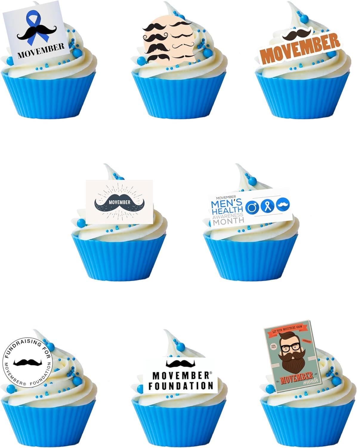 30 Stand Up MOVEMBER Charity Themed Edible Wafer Paper Cake Toppers ...